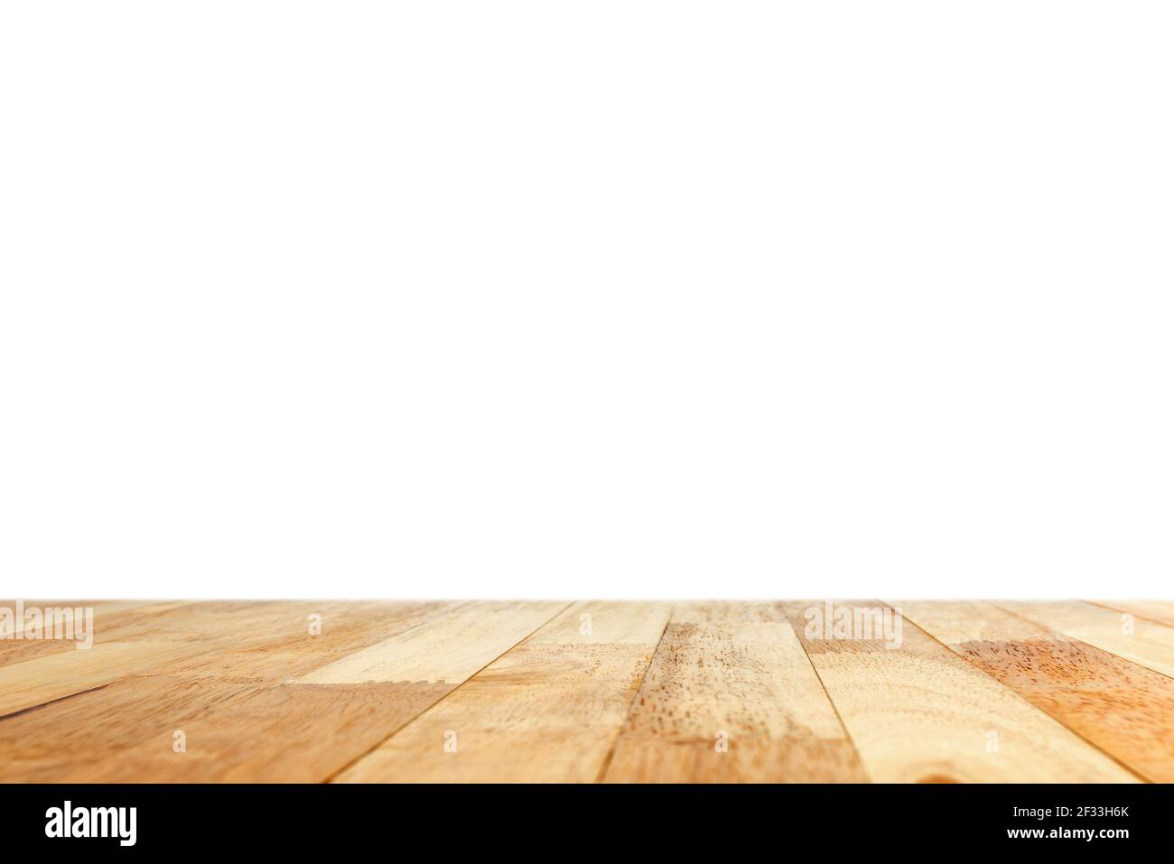Wood table top on white background - can be used for montage or display ...