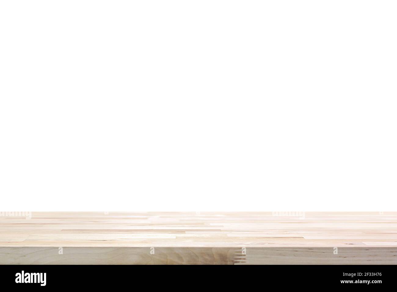 Light wood table top on white background - can be used for montage or ...