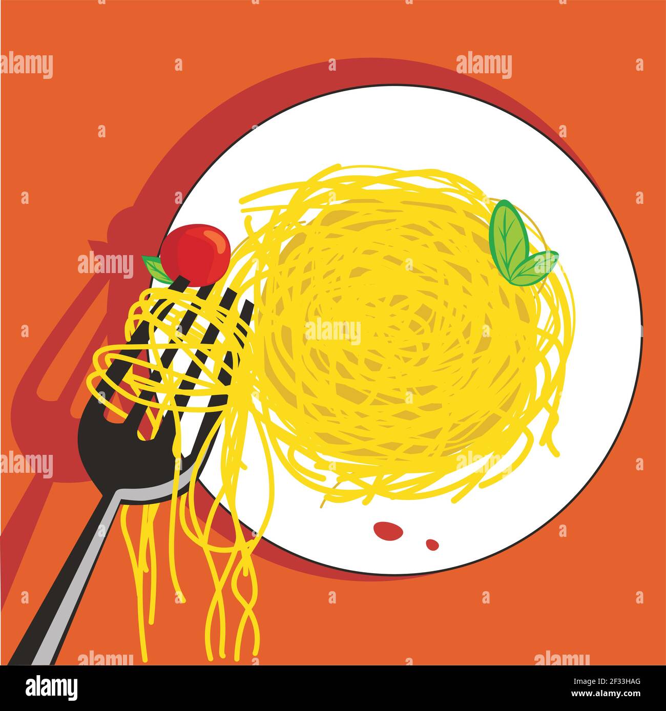 Plate pasta tomato sauce Stock Vector Images - Alamy