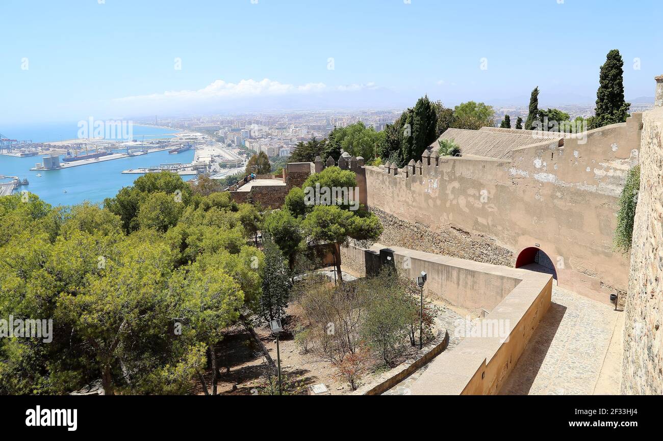 Gibralfaro Castle in Malaga, Andalusia, Spain. The place is declared ...