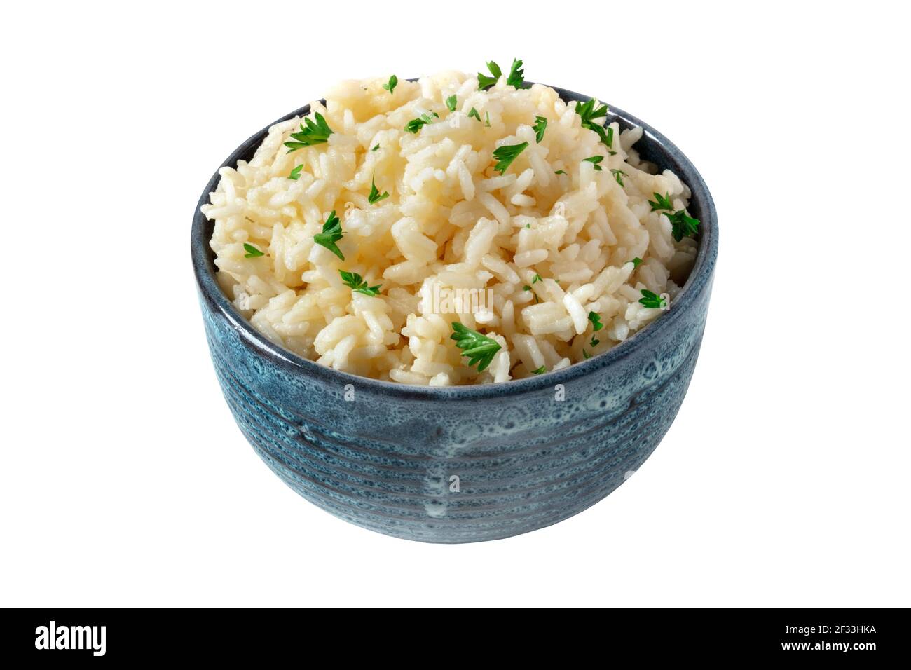 White rice in a blue bowl, isolated with a clipping path Stock Photo ...