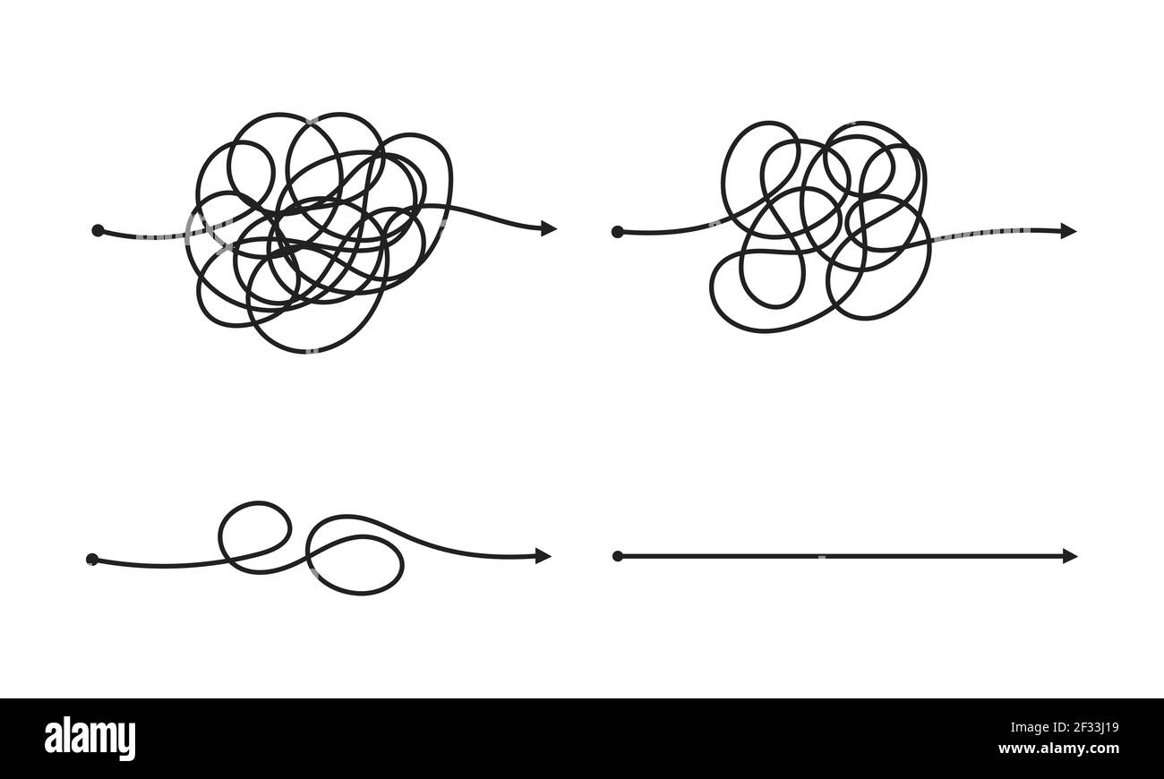 Complex and easy simple way from start to end vector illustration set ...