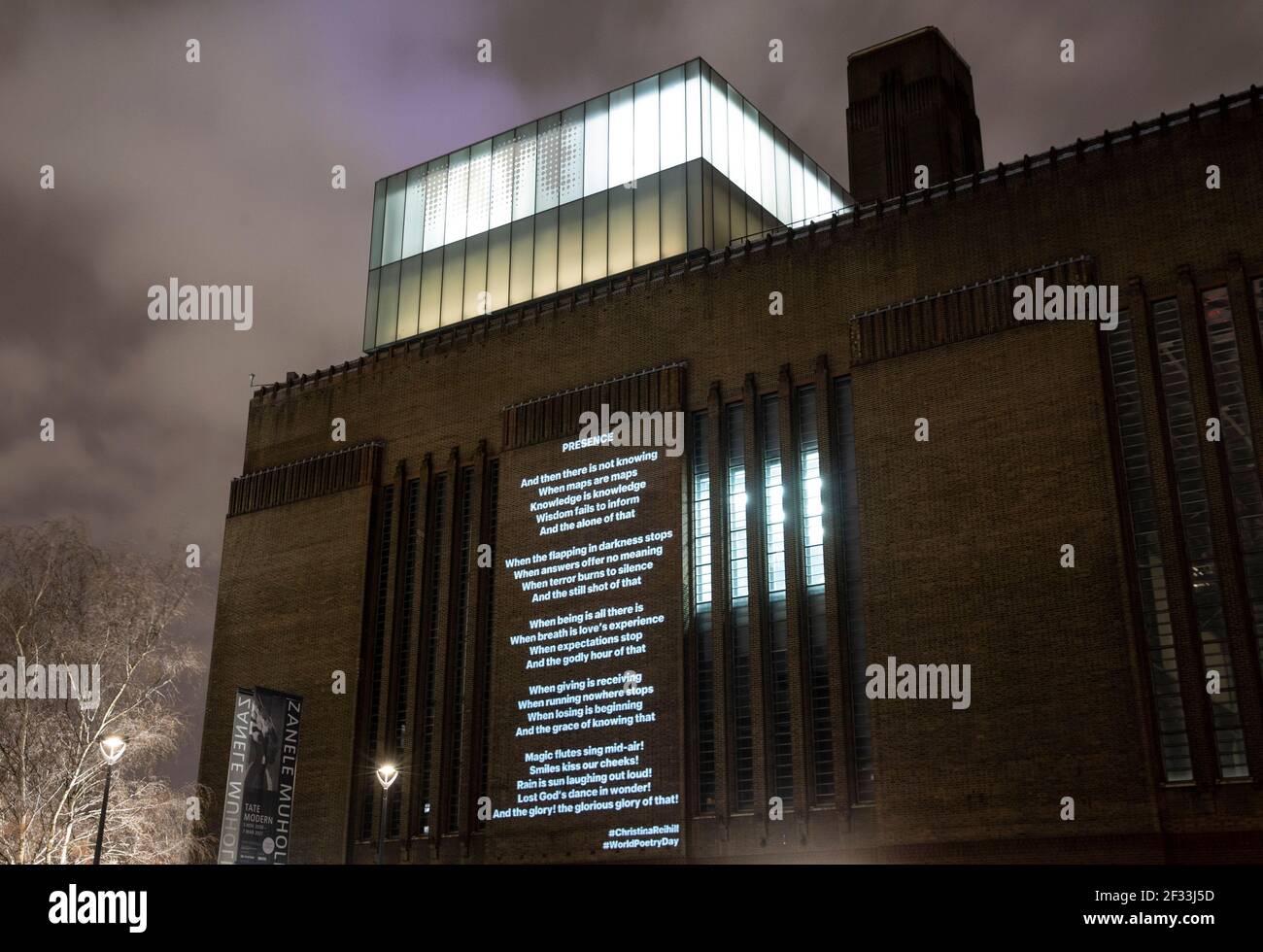 EDITORIAL USE ONLY A new poem titled 'Presence', by word installation ...