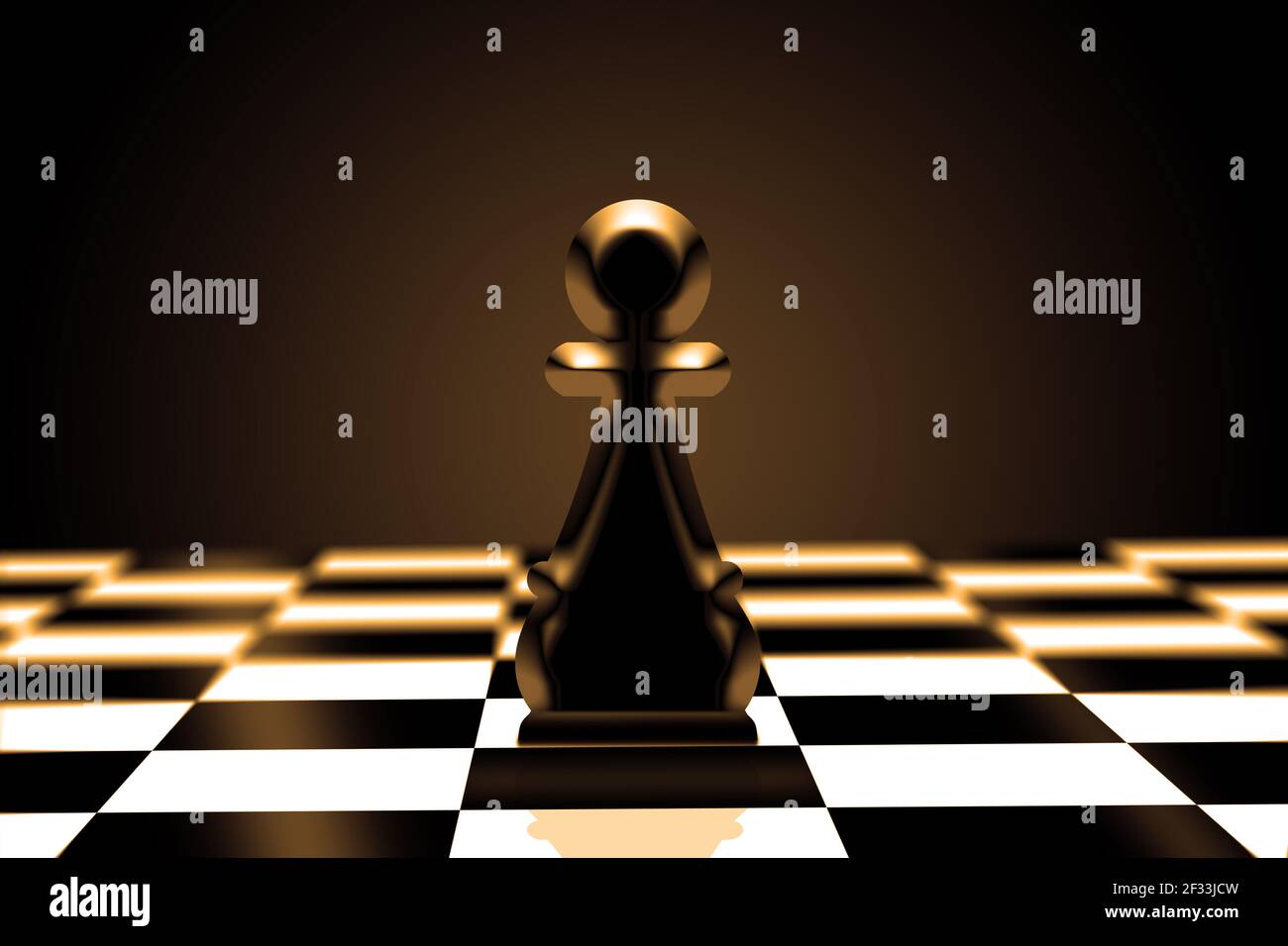 Single Pawn Chessboard. Confidence and Ambition concept front view ...