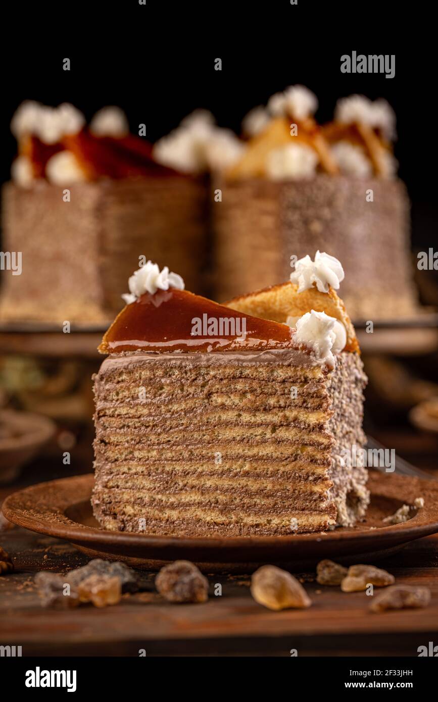 Traditional Hungarian Dobos cake Stock Photo - Alamy