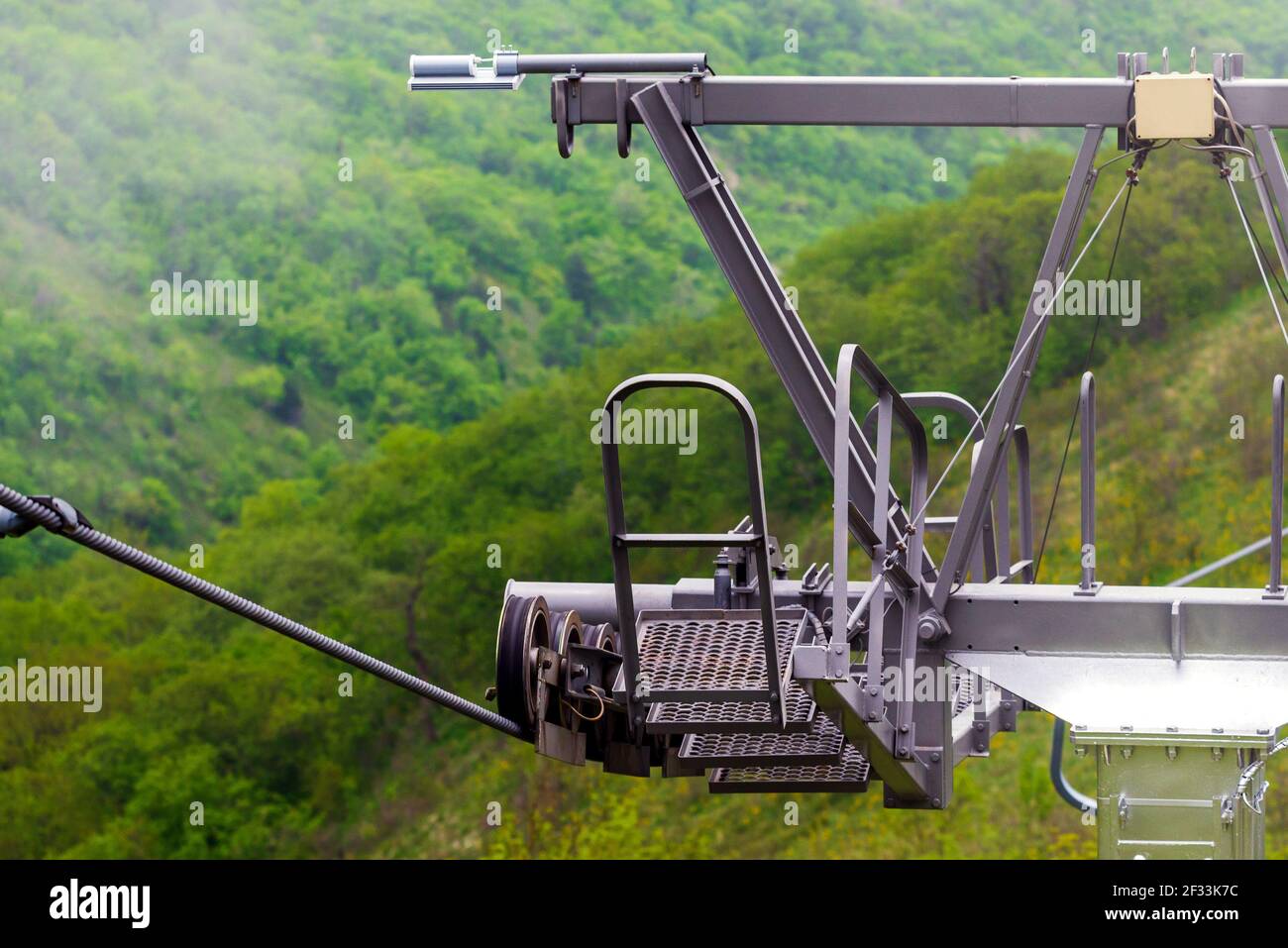 Cable car gear wheels. Rollers and pulleys of the ski lift Stock Photo ...