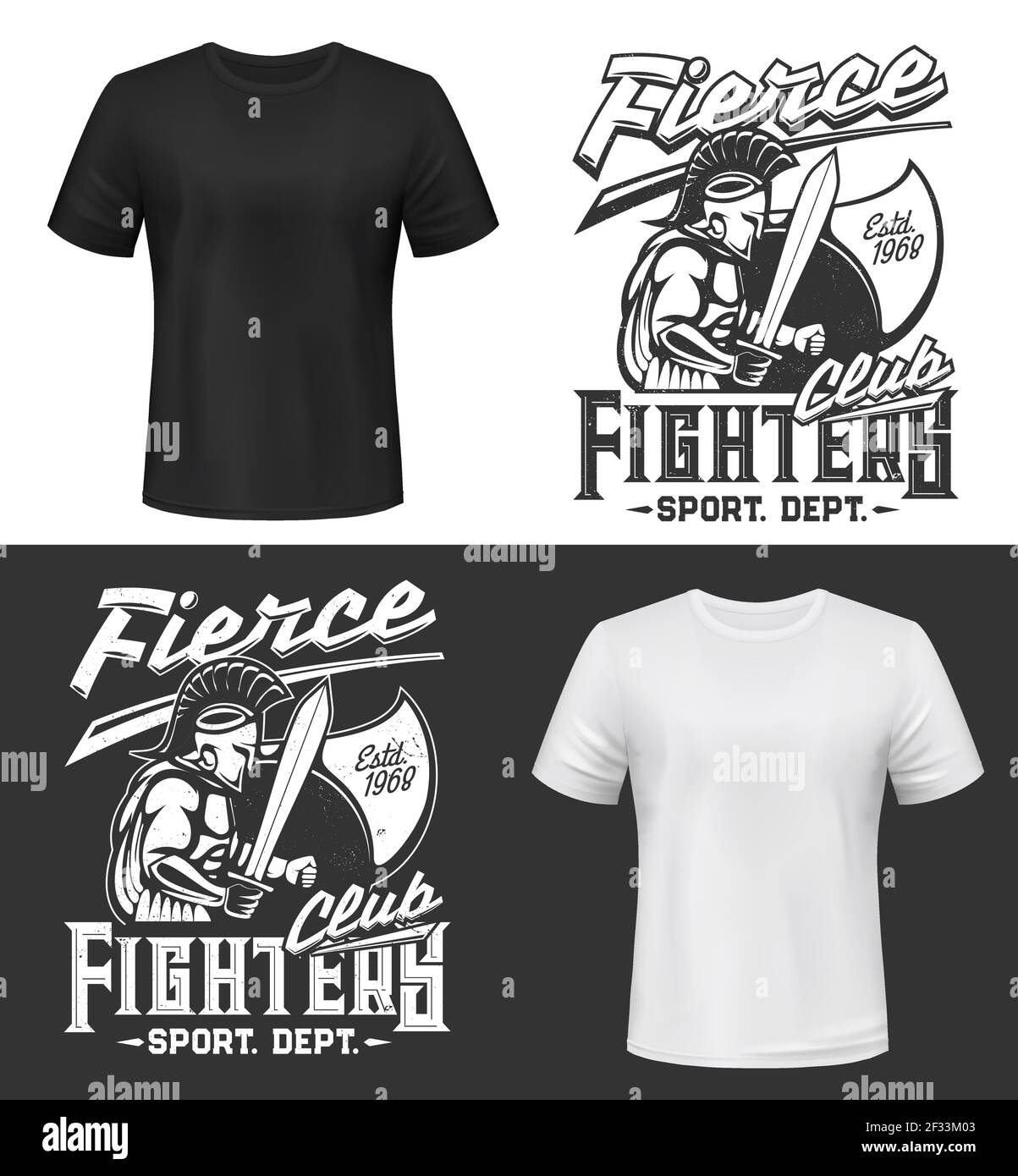 Gladiator warrior tshirt print, vector fight club mascot. Apparel ...