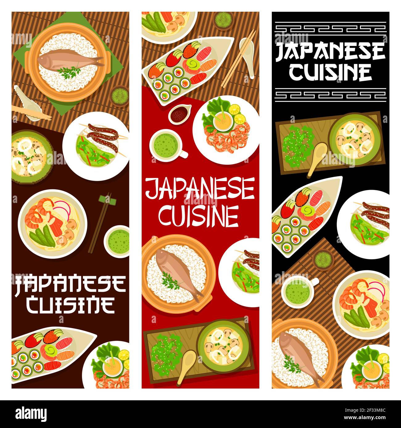Japanese food, Japan menu noodles ramen and sushi, vector restaurant ...