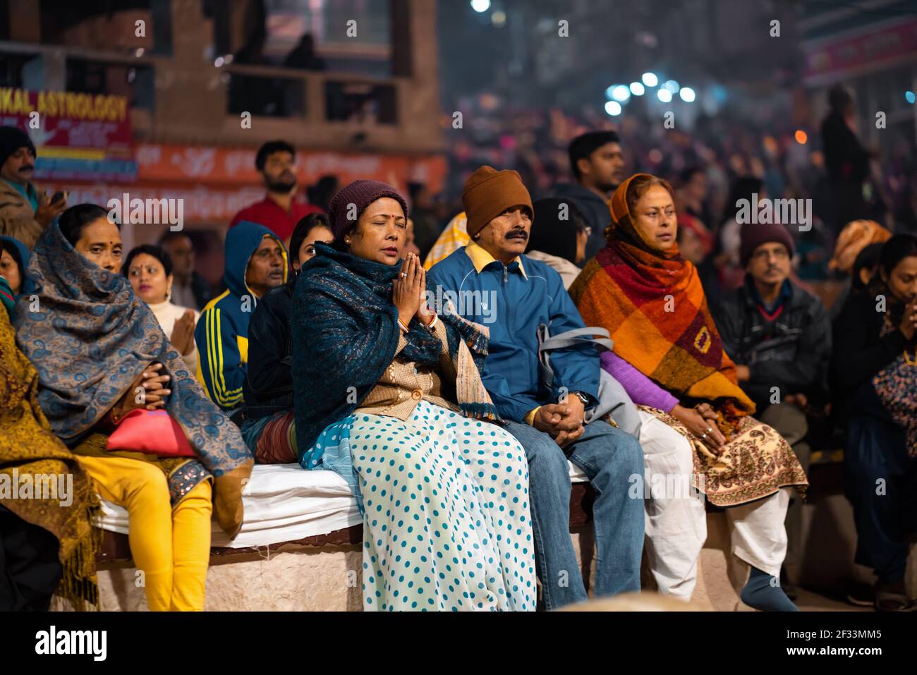 17.12.2019, Varanasi, India. The sacred religious ceremony of Arati ...