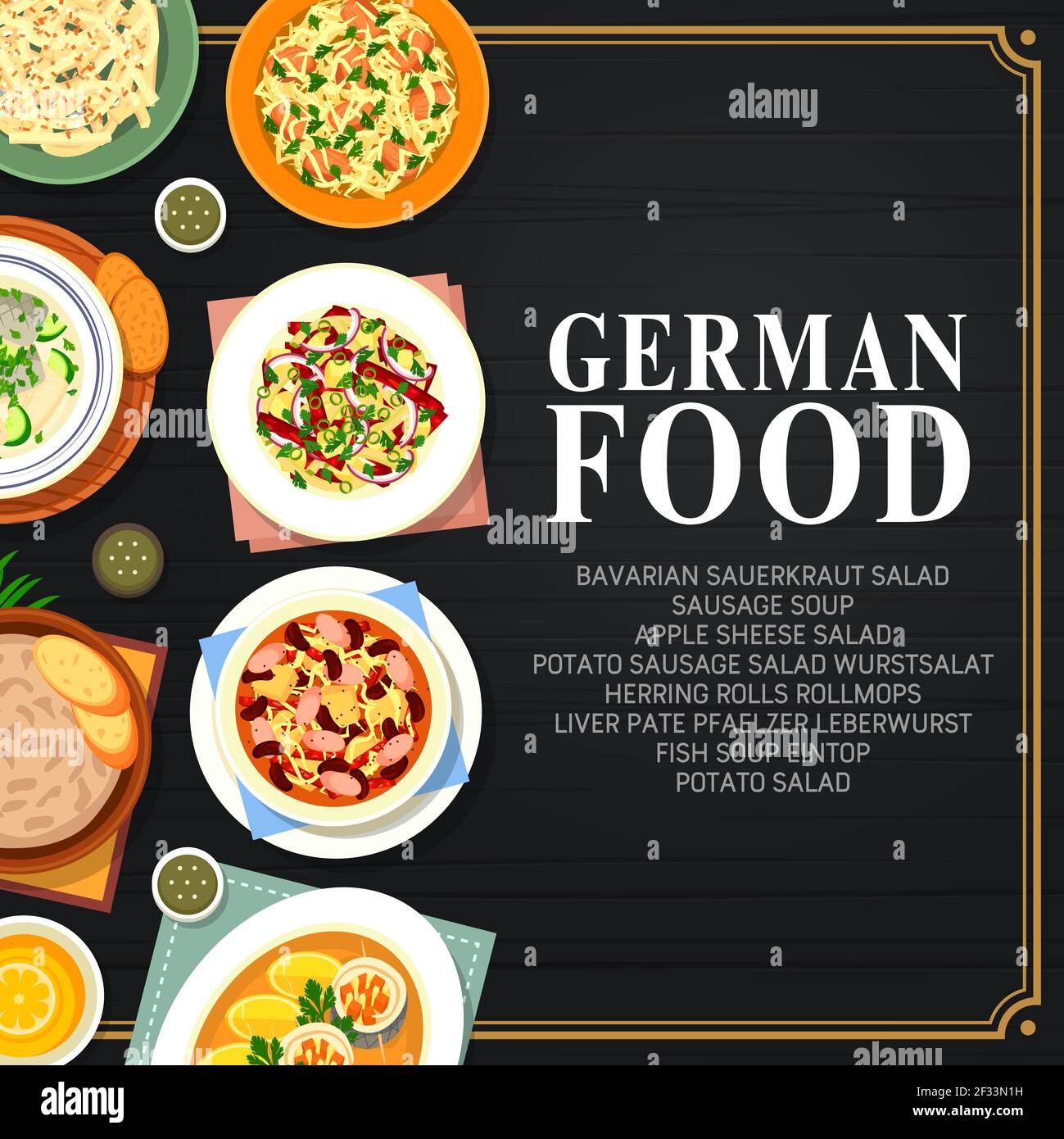 German cuisine food, Germany traditional dishes and national meals menu ...