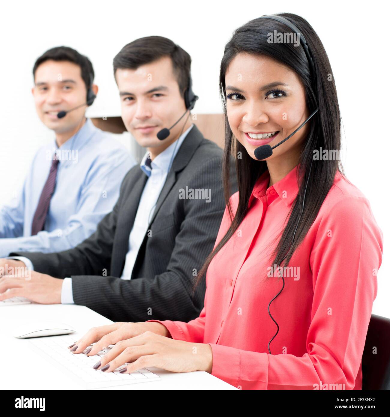 Call center (or telemarketer) team Stock Photo - Alamy