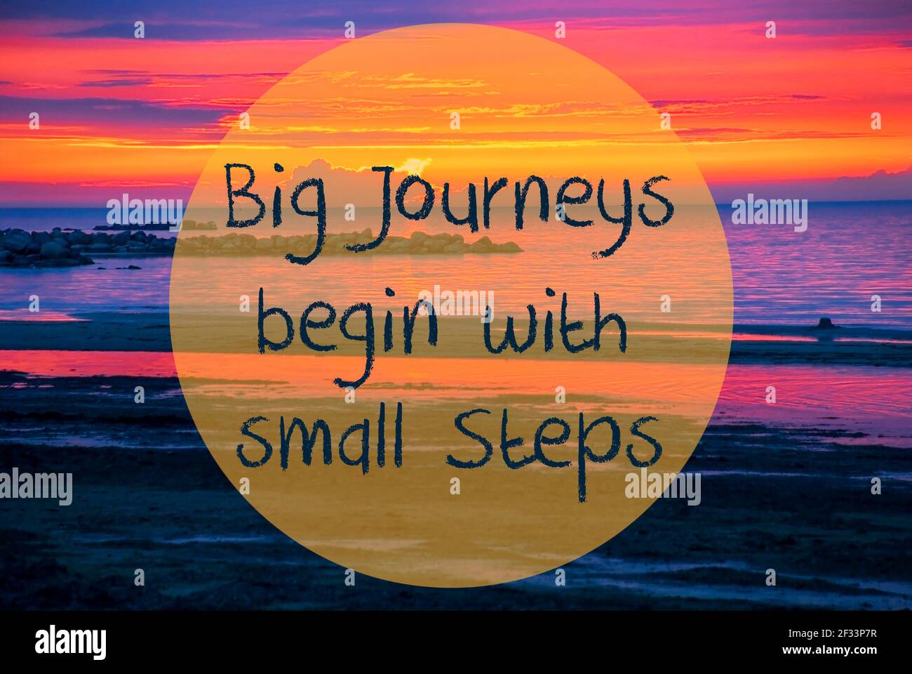 Sunset Or Sunrise At Sweden Ocean, Big Journeys Begin With Small Steps ...