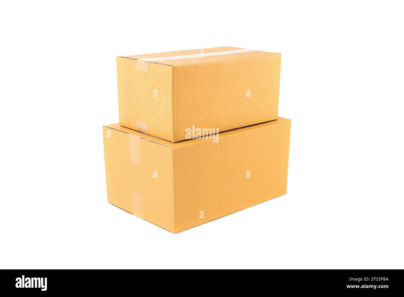 Stack of two brown cardboard boxes isolated on white background Stock ...