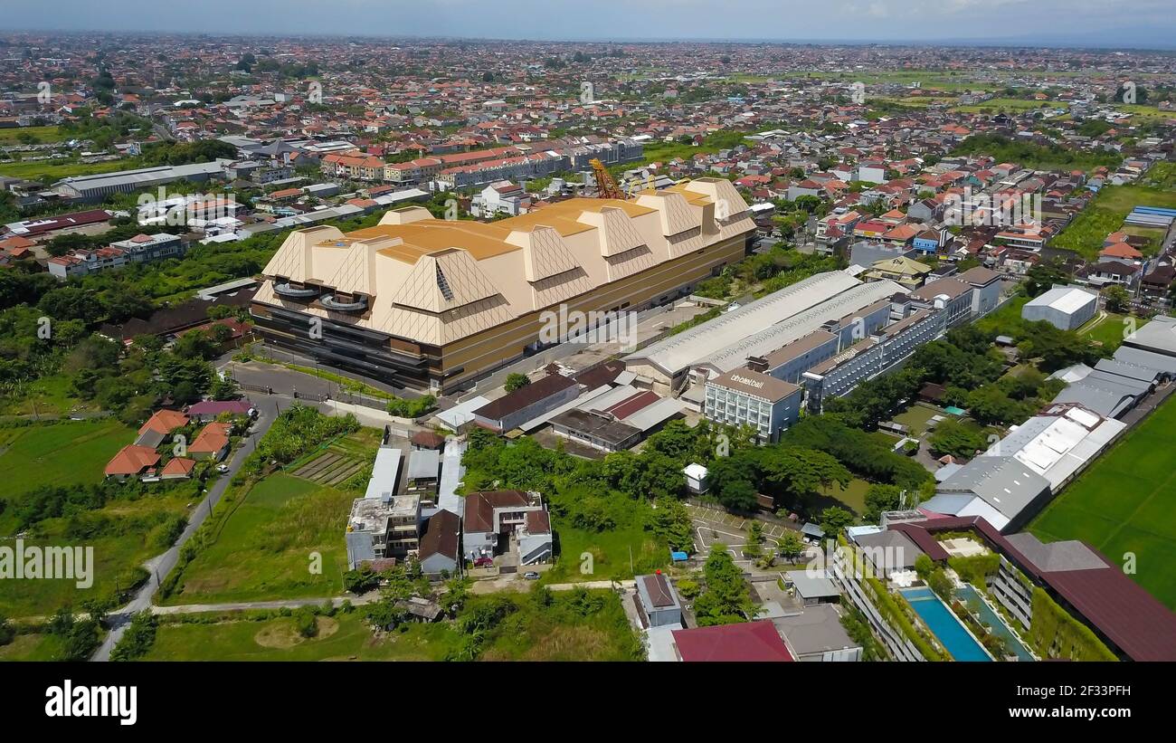Kuta, Bali, Indonesia, March 13, 2021. Aerial drone view to roller ...