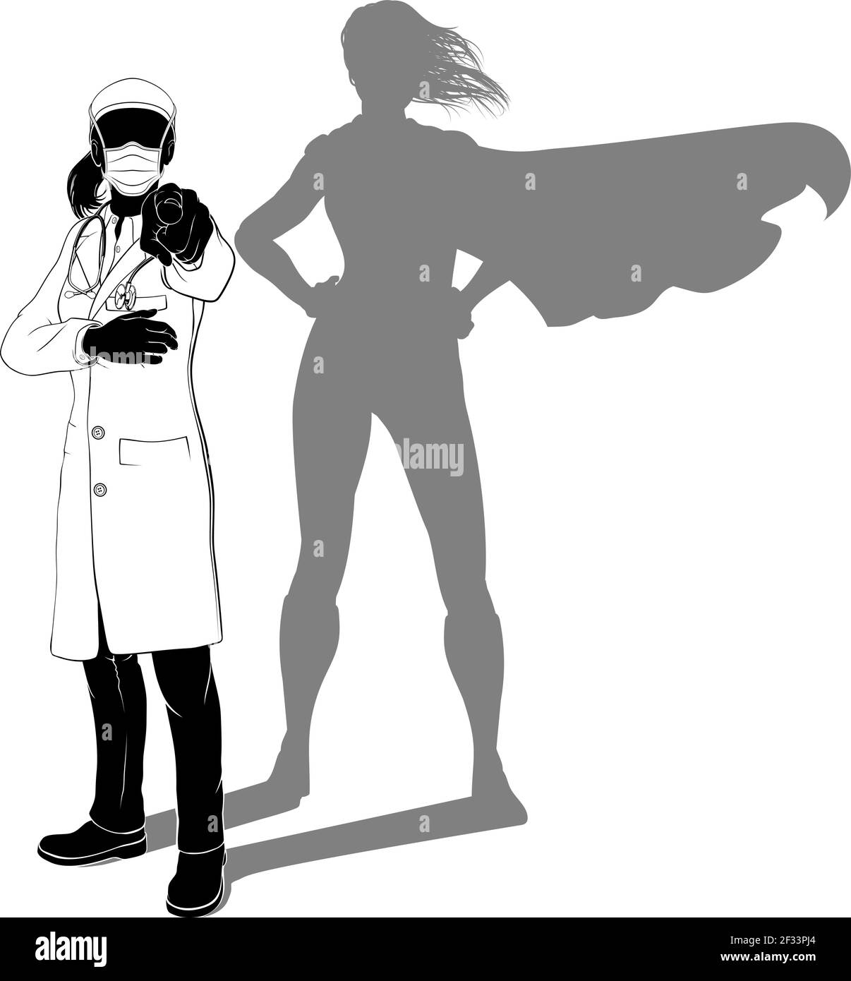 Doctor PPE Mask Silhouette Super Hero Shadow Stock Vector Image & Art ...