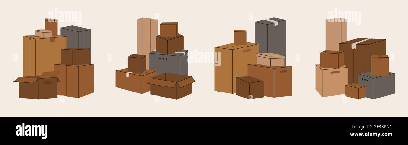 Set of isolated cardboard boxes for moving Stock Vector Image & Art - Alamy