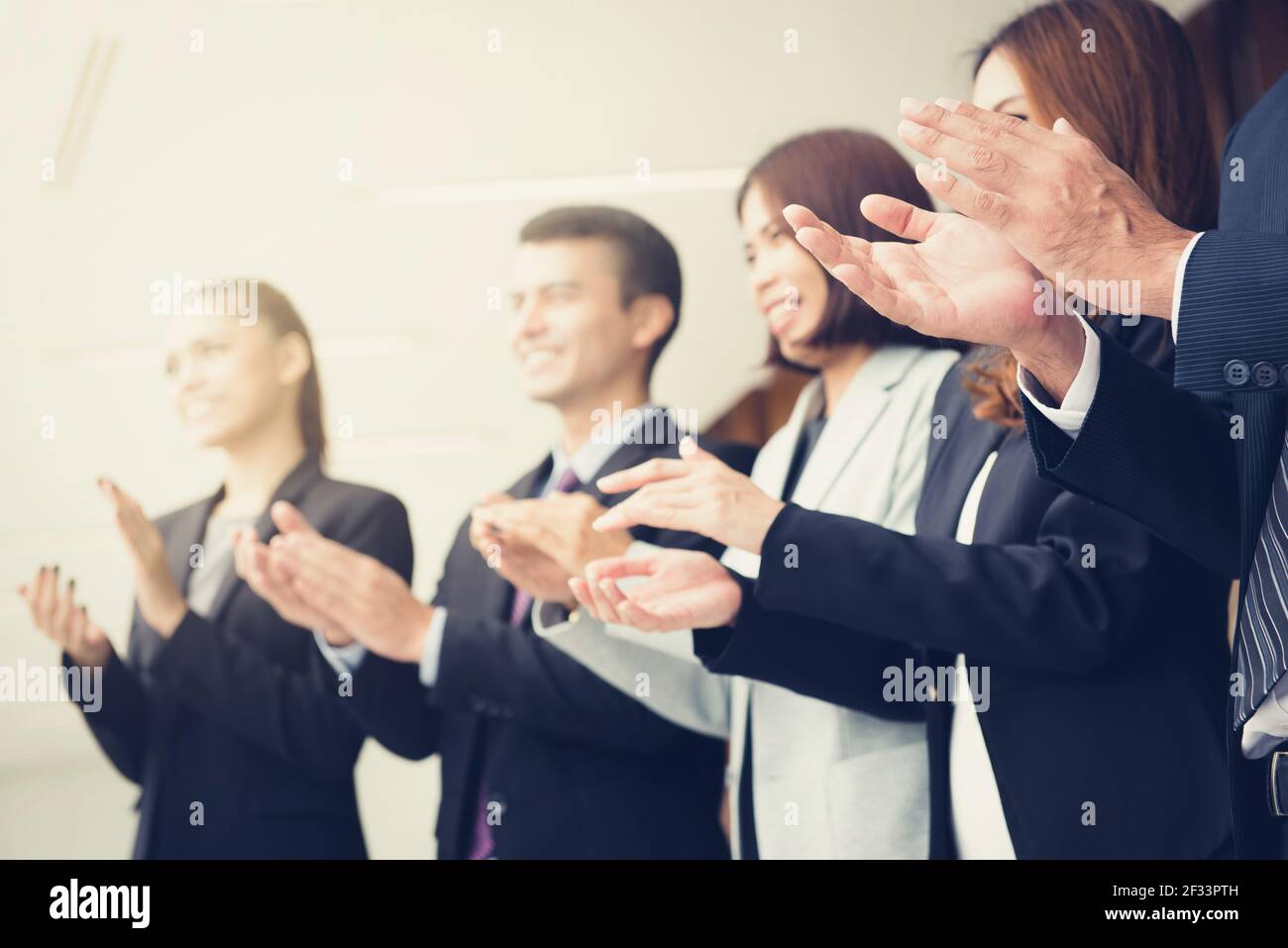 Business people clapping their hands - congratulation and appreciation ...