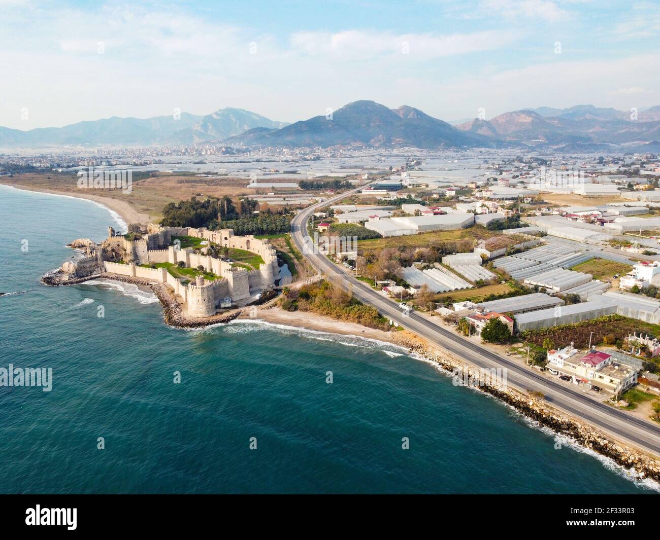 Mamure Castle and panorama of Anamur Stock Photo - Alamy
