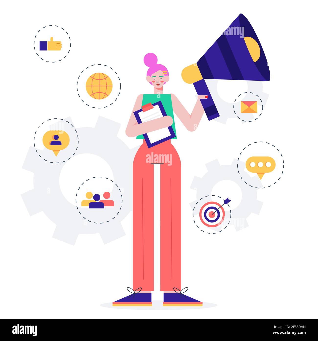 Public relations illustration with spokesperson Vector illustration ...