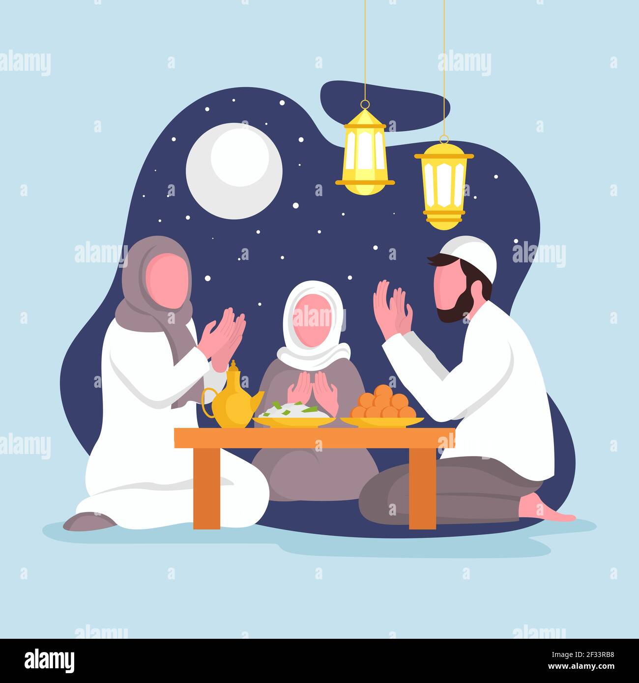 Flat iftar illustration with people Vector illustration Stock Vector ...