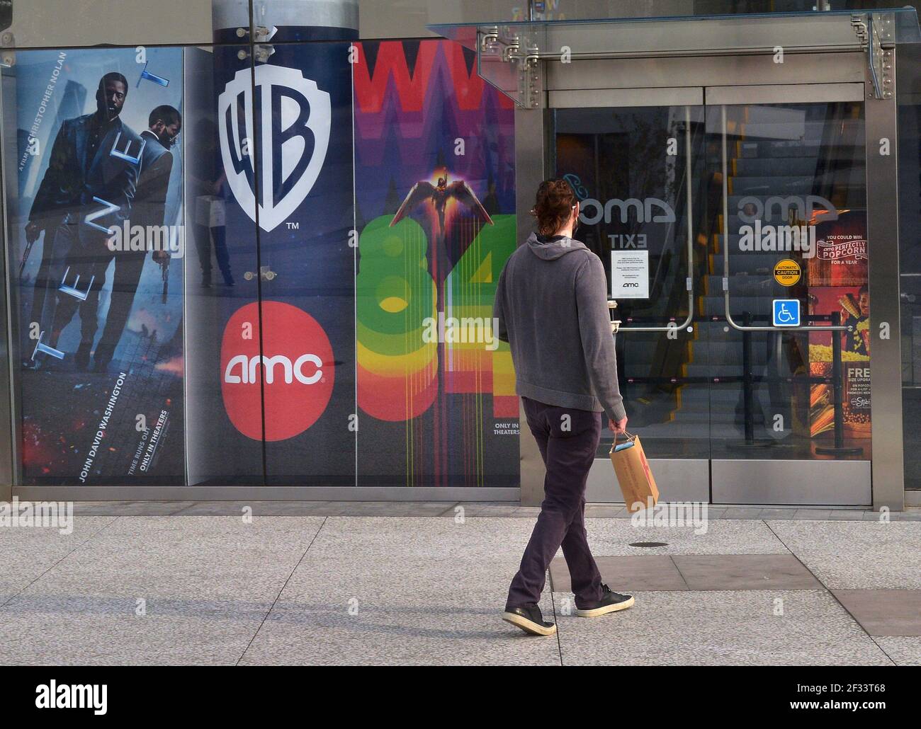 Los Angeles, United States. 15th Mar, 2021. An AMC theater is seen at ...