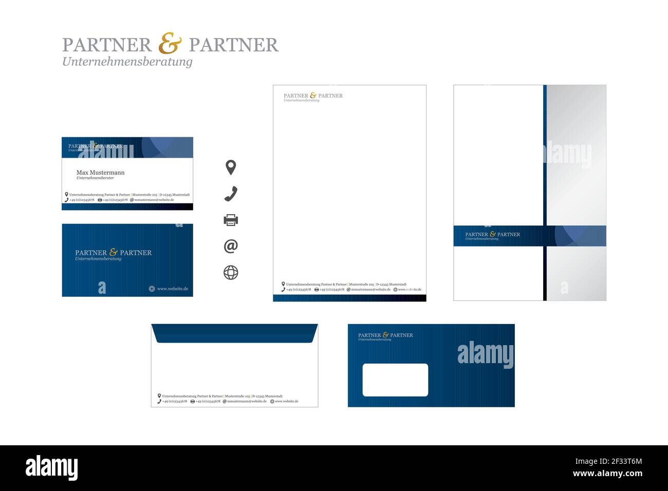 Corporate design stationary modern vector set management consulting ...