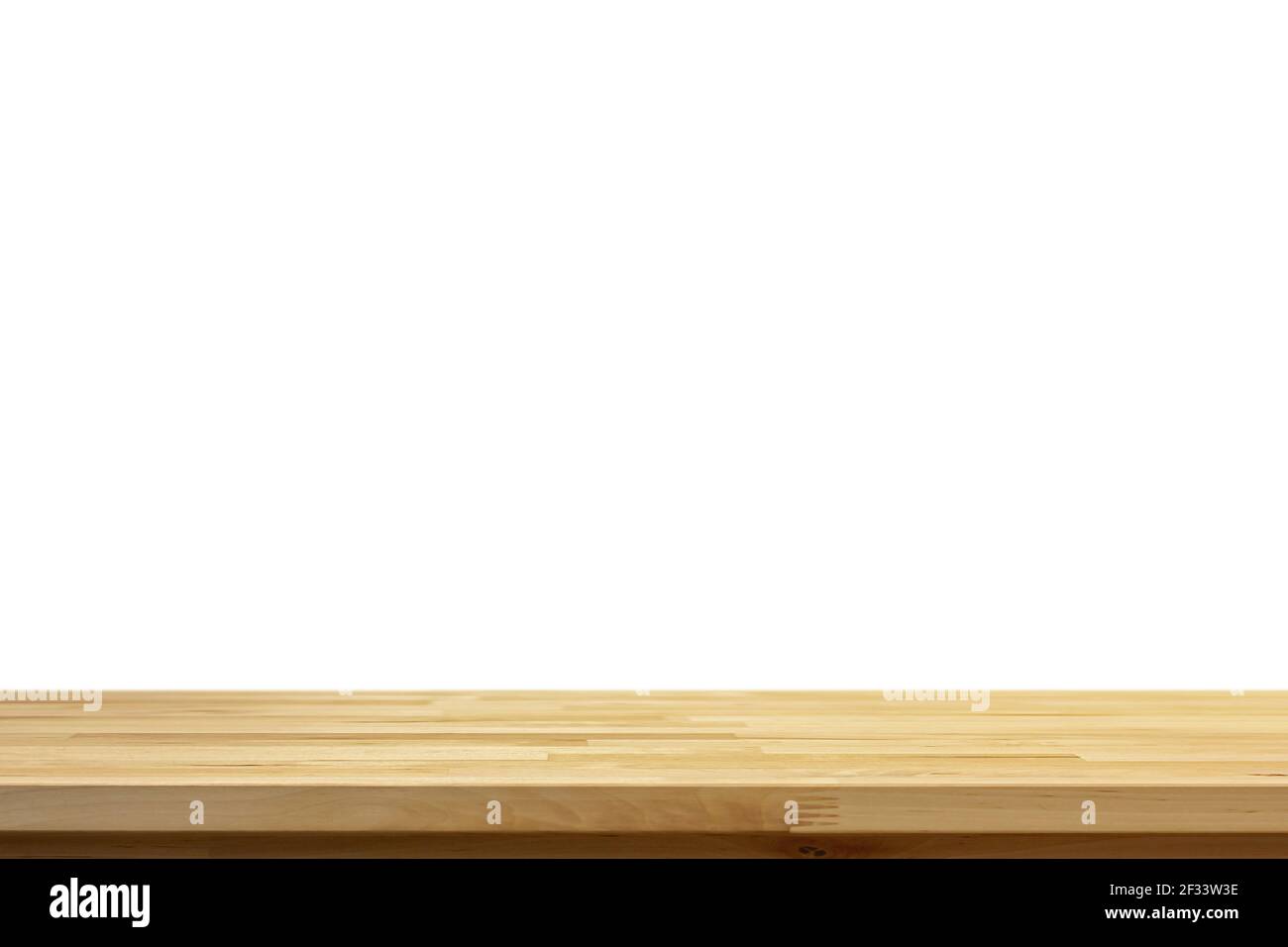 Wood table top on white background - can be used for display or montage ...