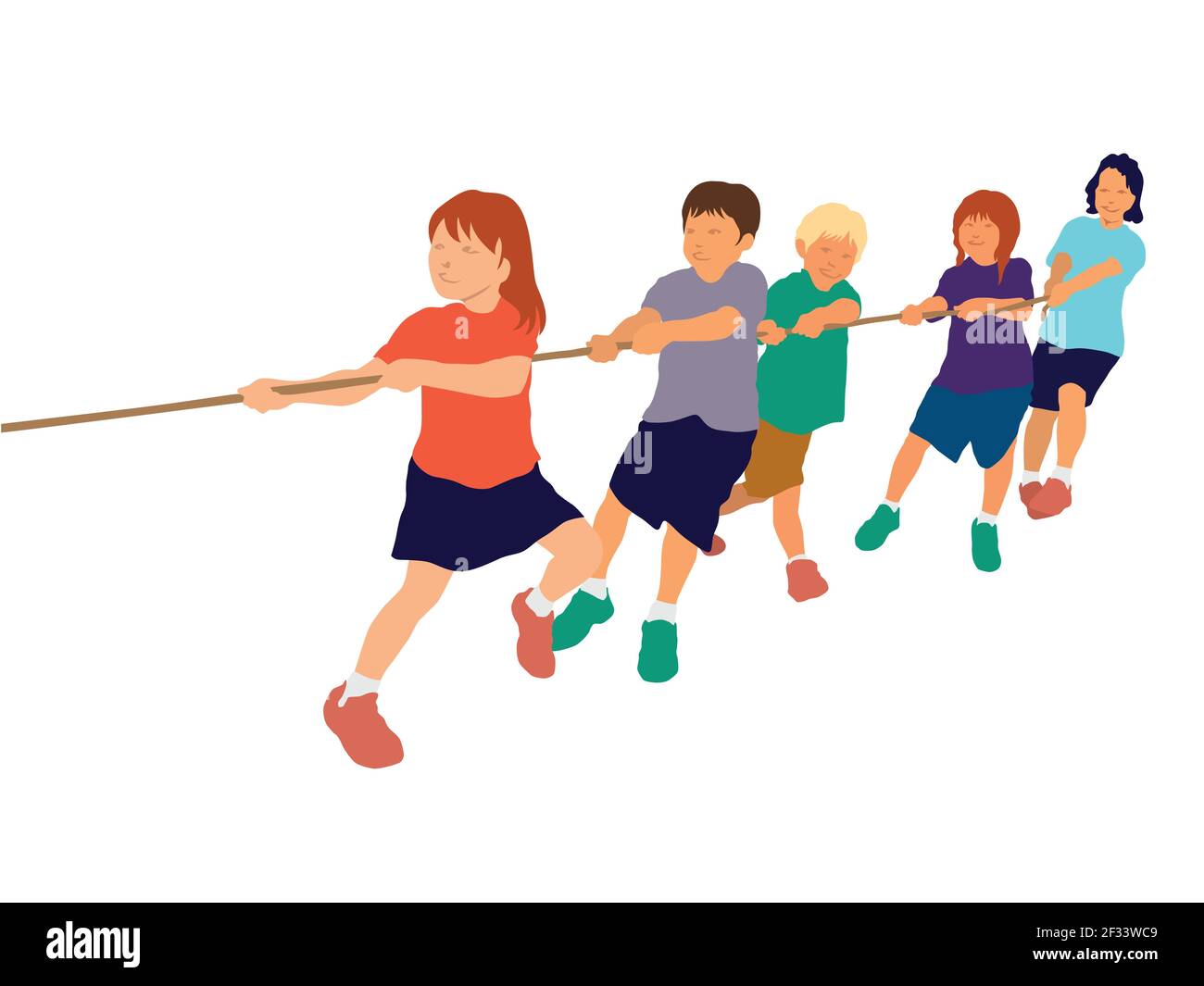 Tug of war children playing on illustration graphic vector Stock Vector ...