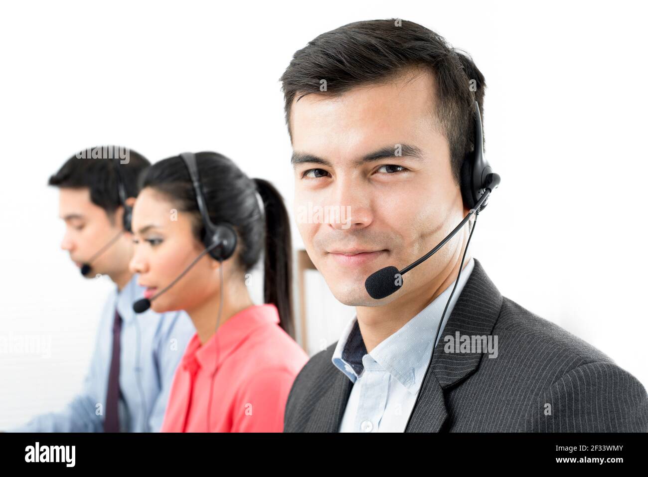 Happy call center agent hi-res stock photography and images - Alamy