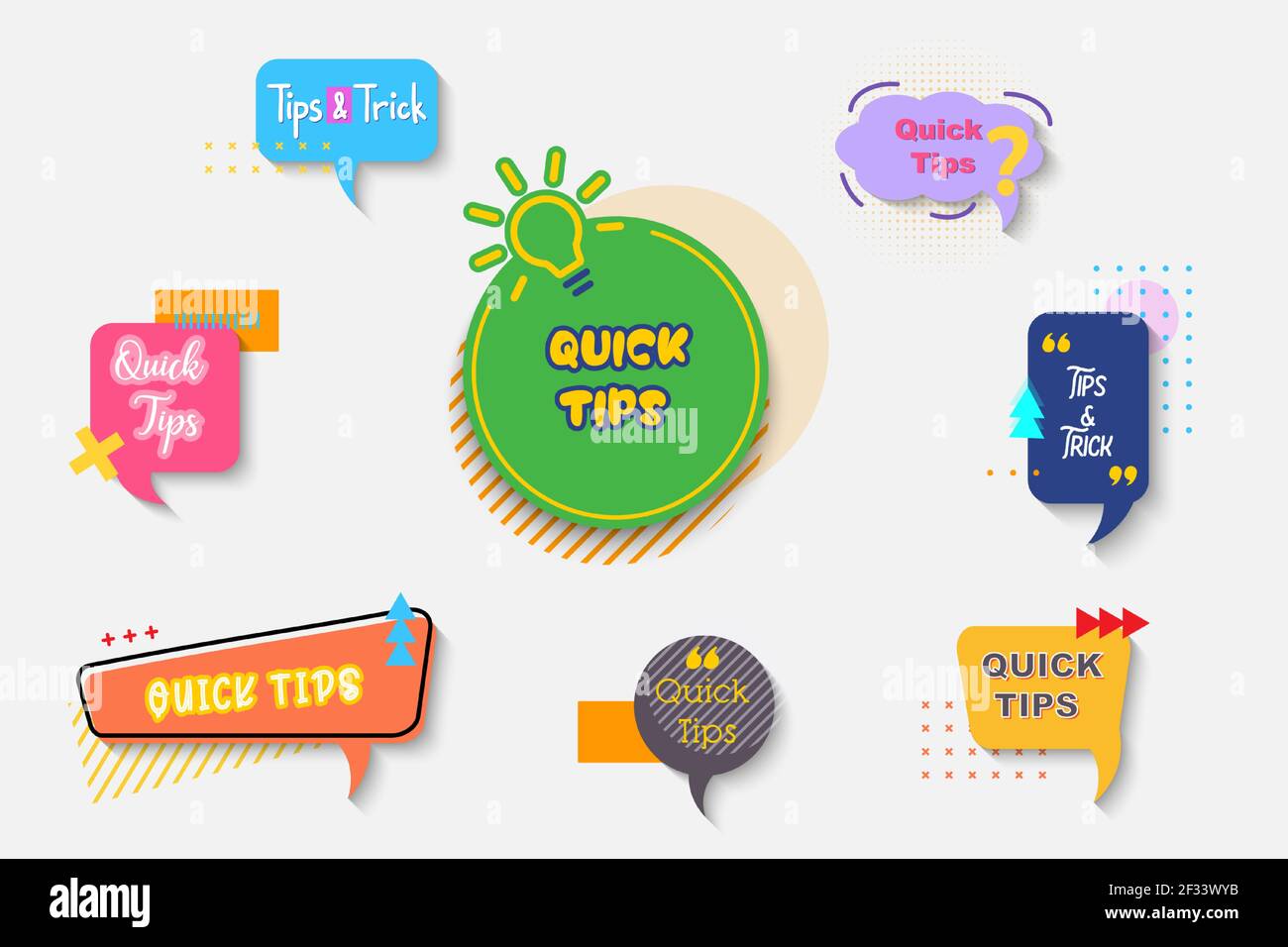 Quick tips, tip, trick, FAQ, Q&A sticker design element with bubble ...