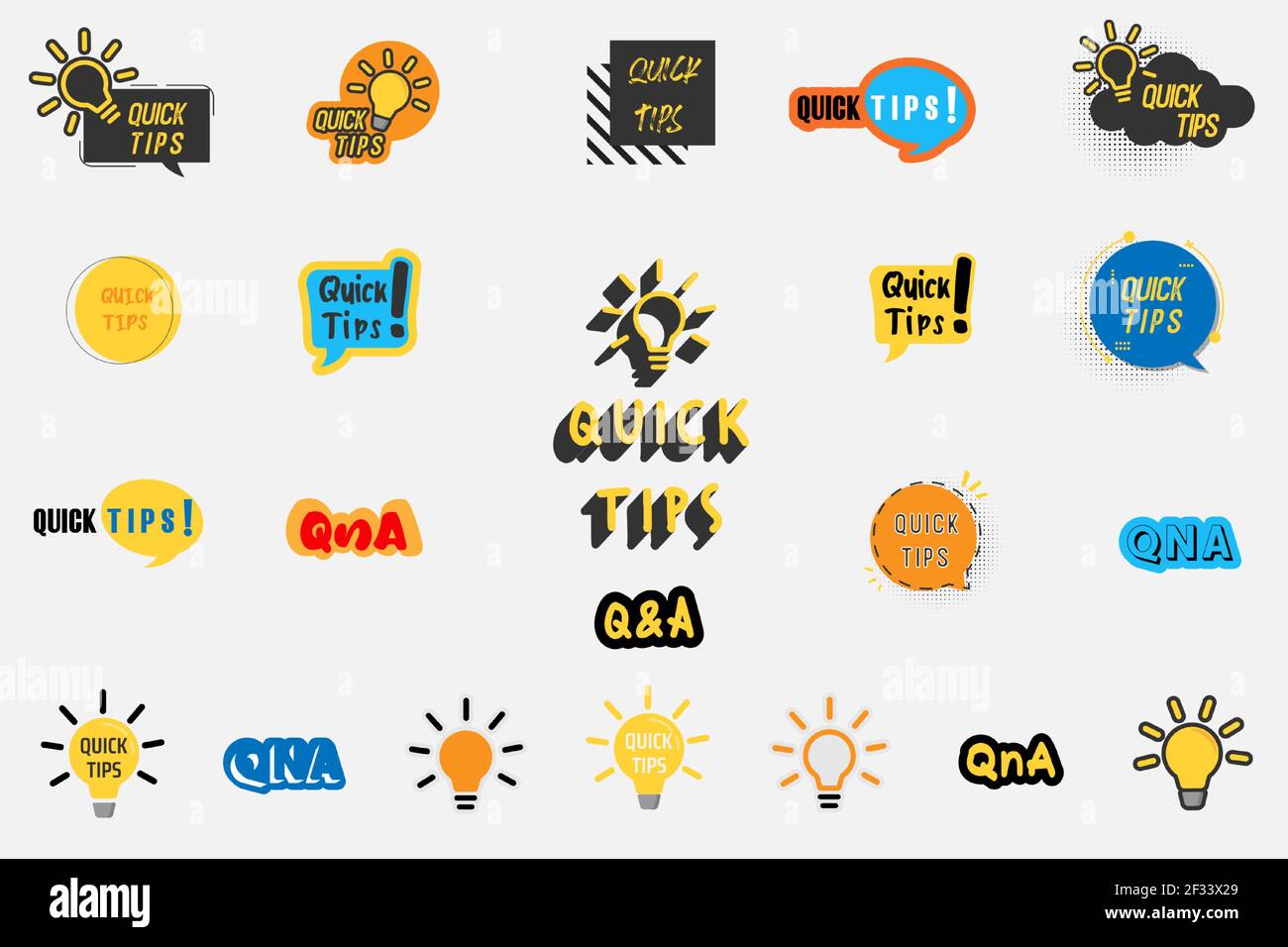 Quick tips, tip, trick, FAQ, Q&A sticker design element with bubble ...