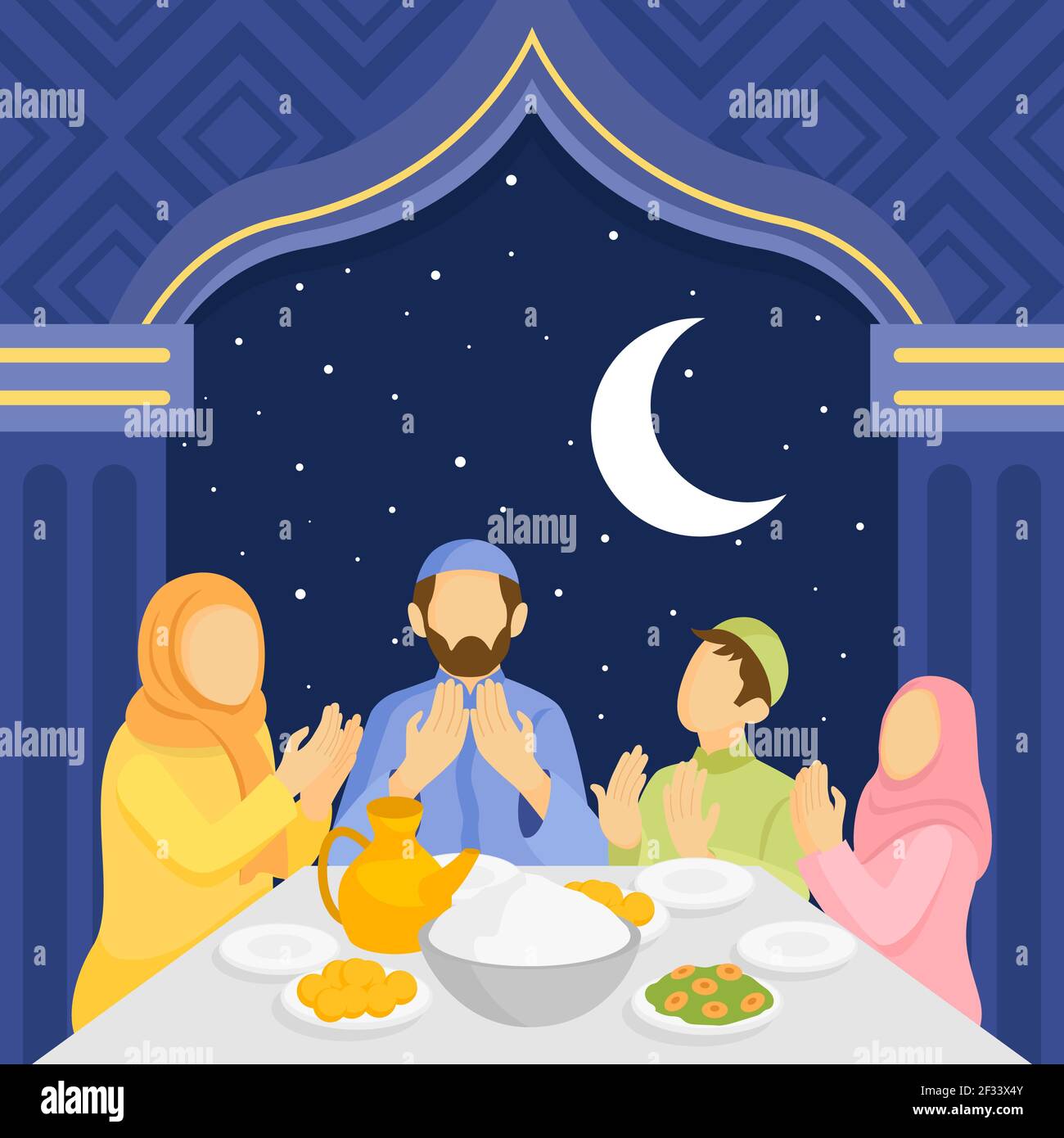 Flat iftar illustration with people Vector illustration Stock Vector ...