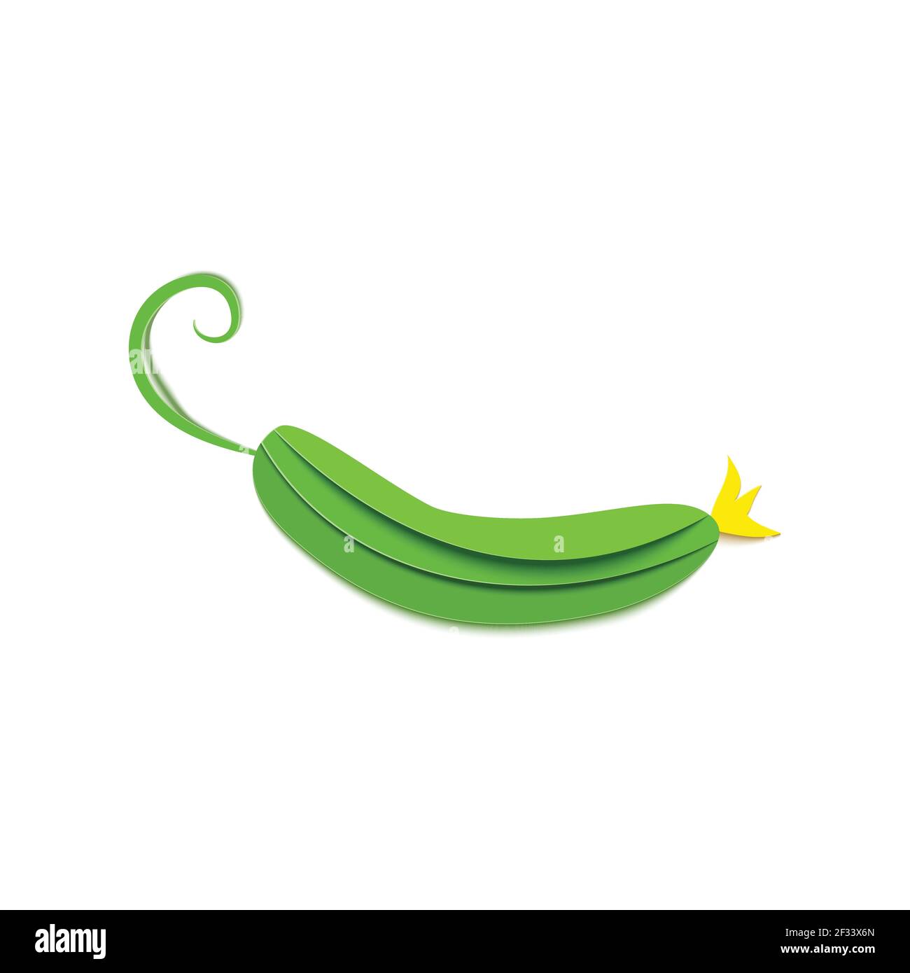 Paper cut green cucumber. Vector paper craft design in the form of ripe ...
