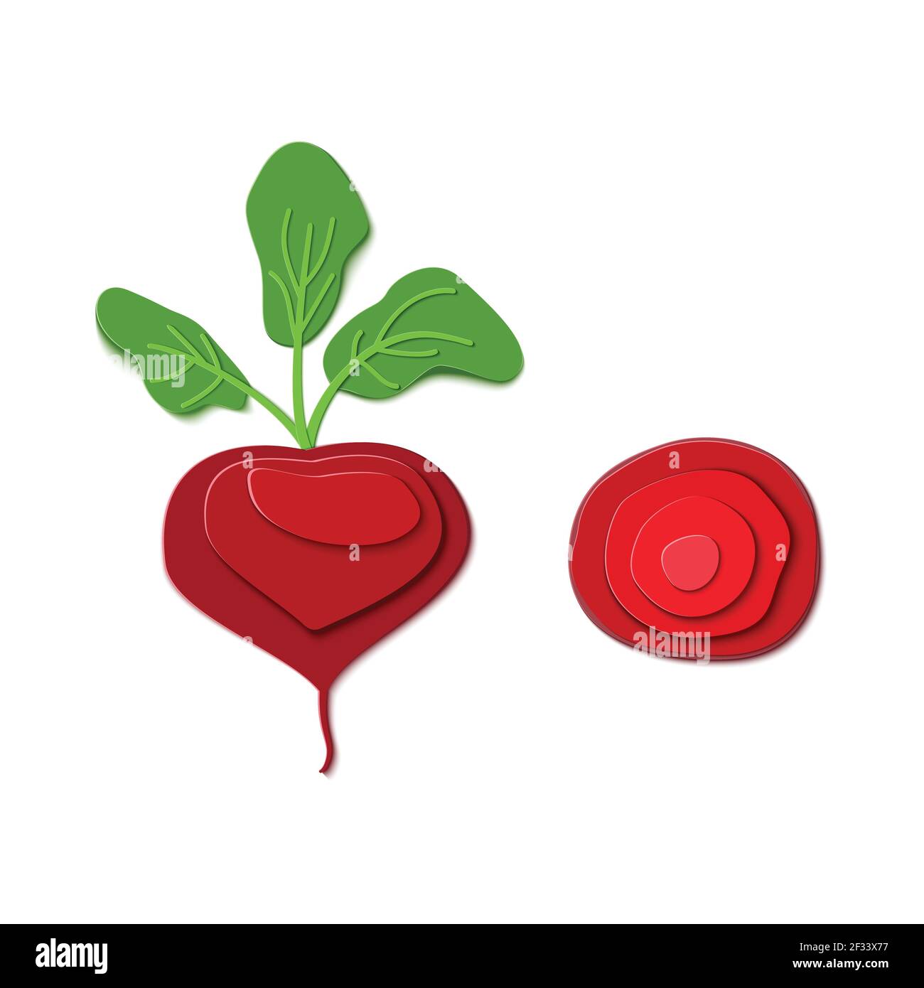 Set of paper cut red beet. Vector paper craft design in the form of ...