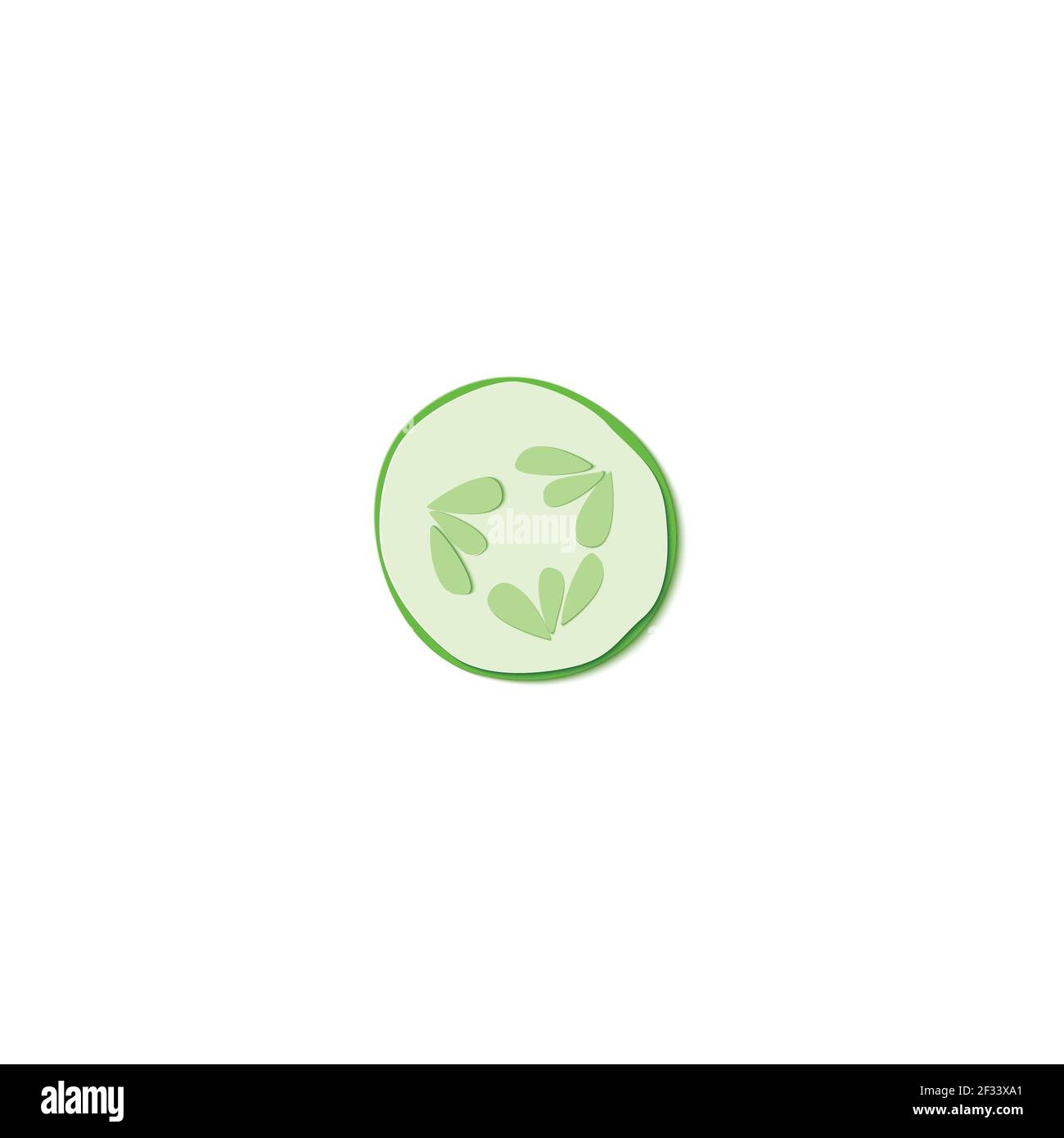 Paper cut piece of green cucumber. Vector paper craft design in the ...