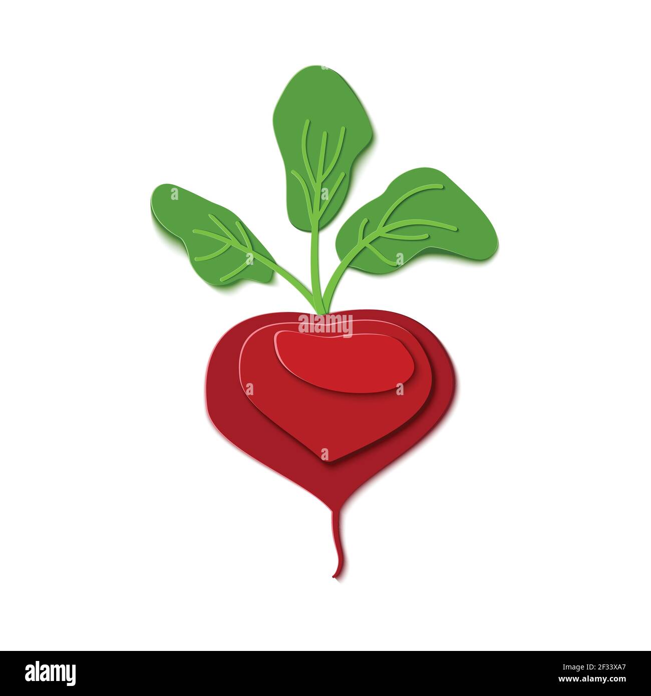 Paper cut red beet whith chard. Vector paper craft design in the form ...