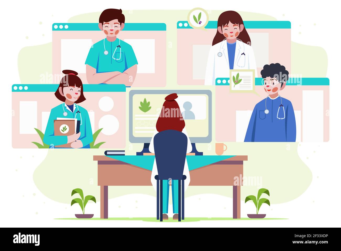 Organic flat online medical conference Vector illustration Stock Vector ...
