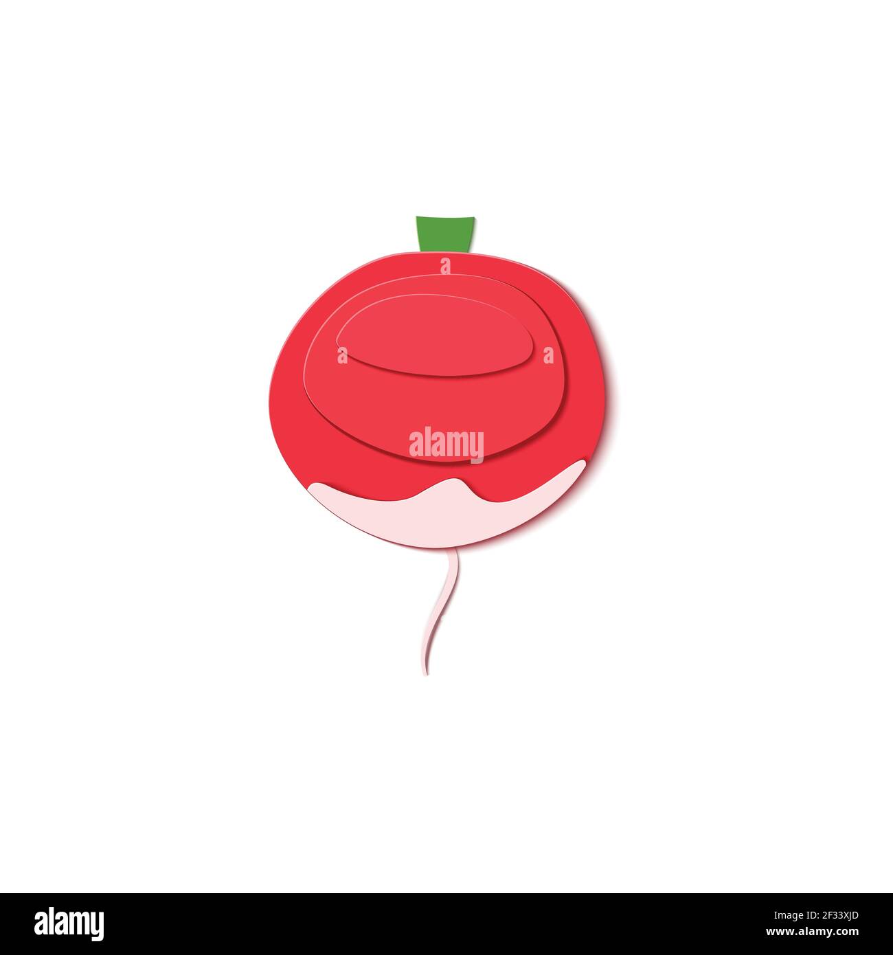 Paper cut style red radish. Vector paper cut design in the form of ripe ...