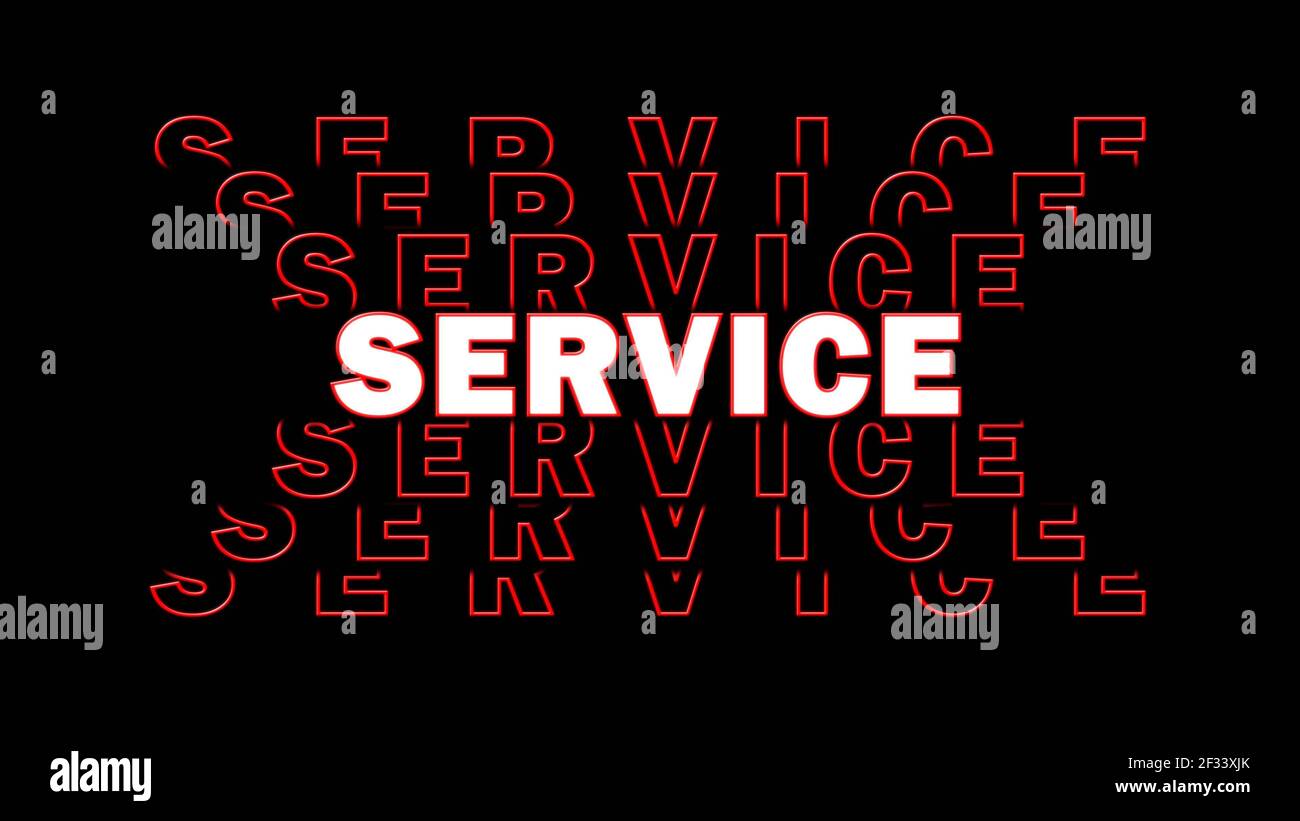 SERVICE - white-red lettering with repeating effect on black background ...