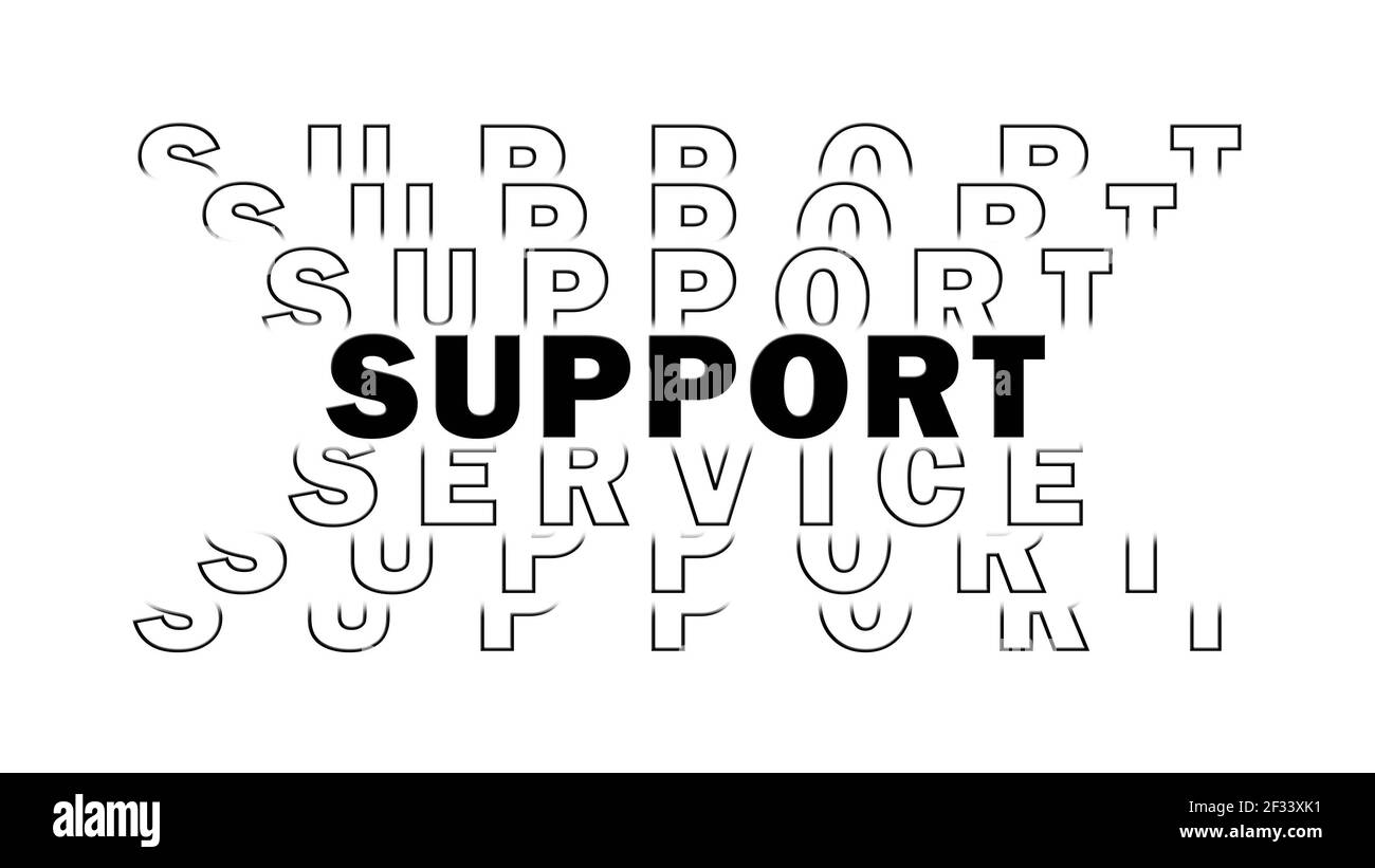 SUPPORT - black lettering with repeating effect on white background ...