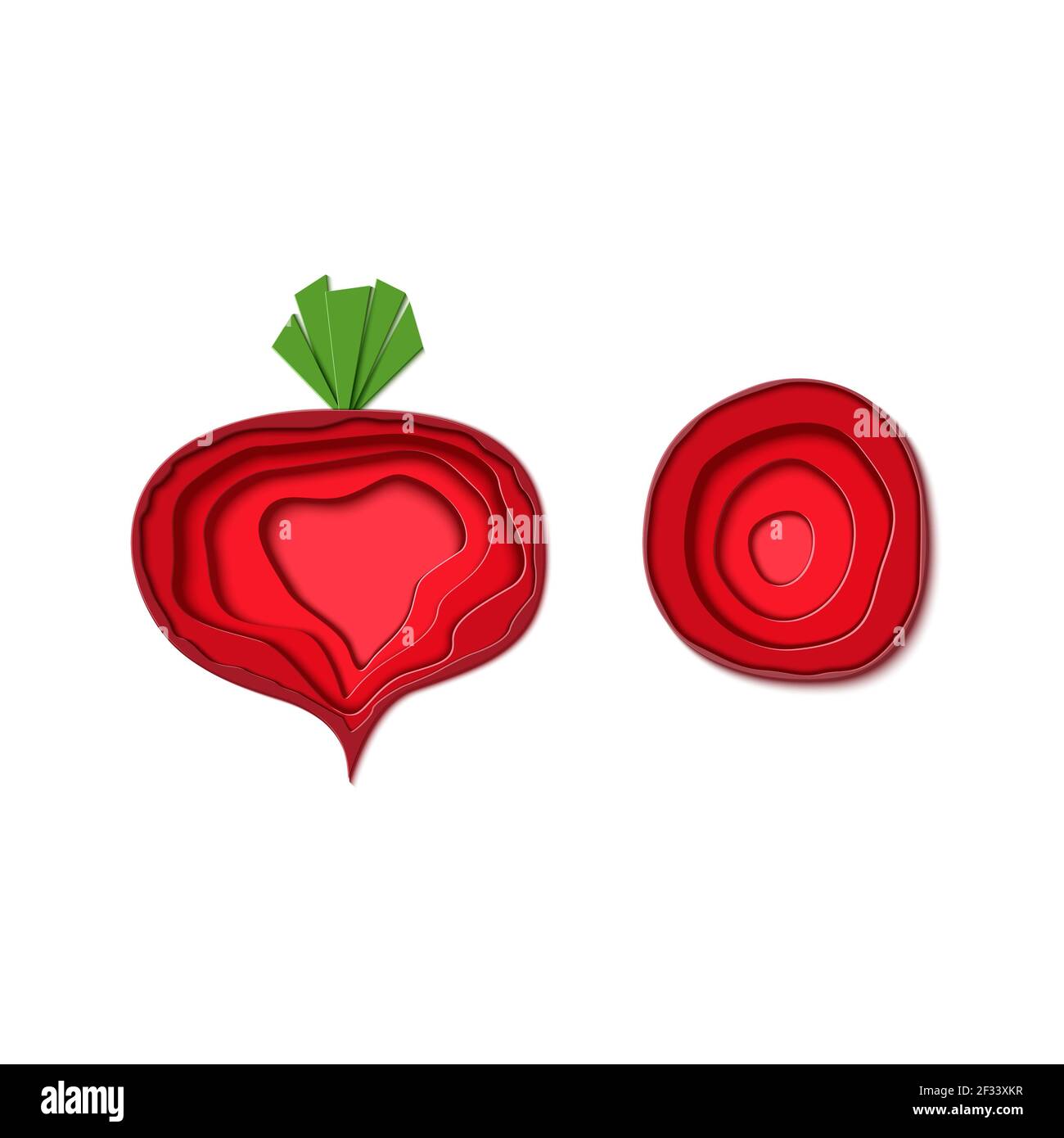 Set of paper cut red beet. Vector paper craft design in the form of ...