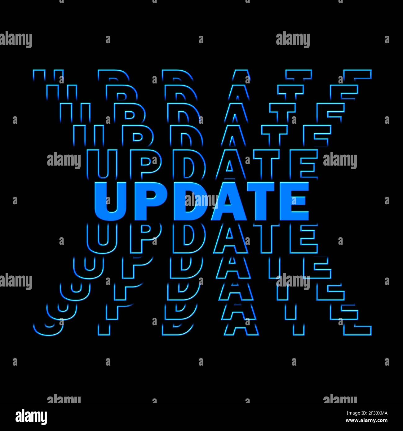 UPDATE - blue lettering with repeating effect on black background in ...