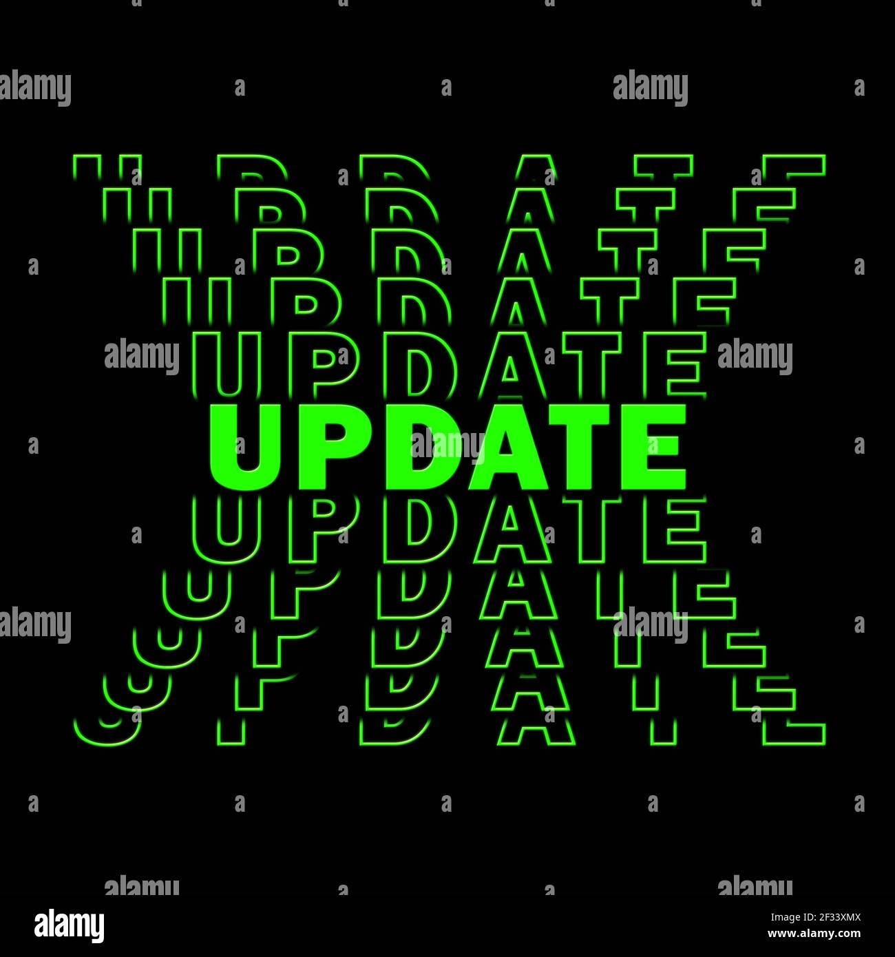 UPDATE - green lettering with repeating effect on black background in ...