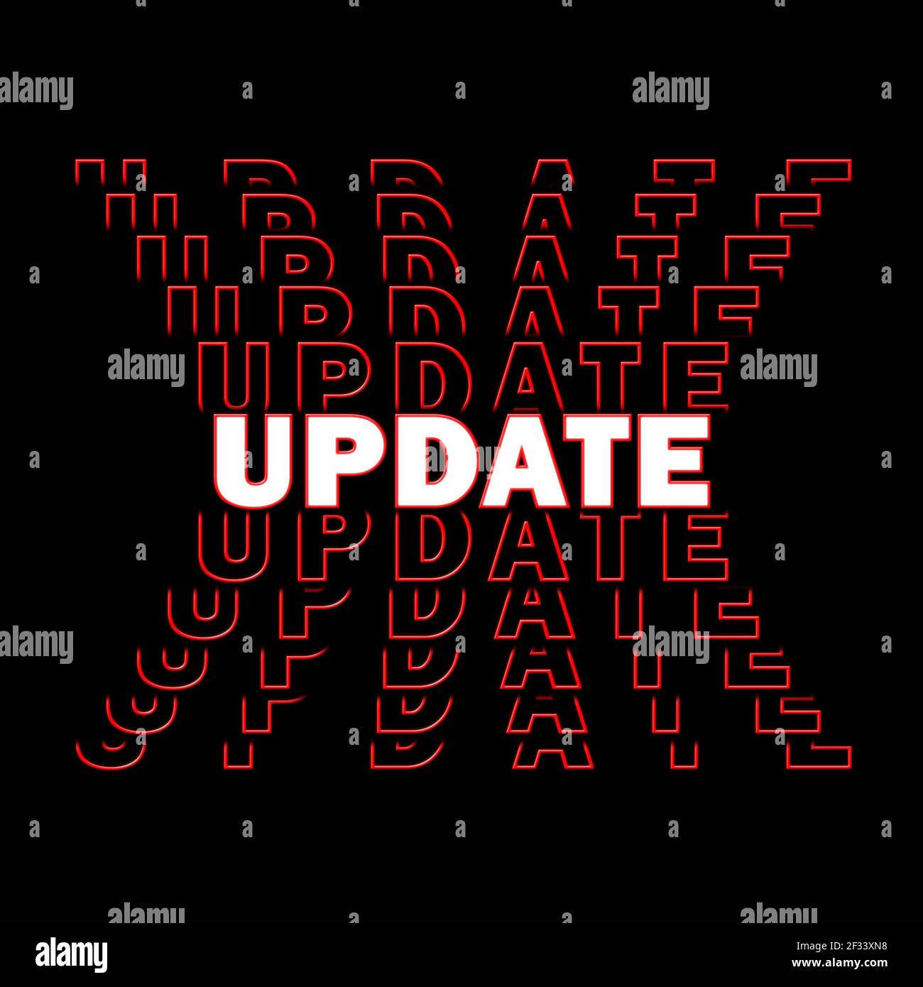 UPDATE - white-red lettering with repeating effect on black background ...