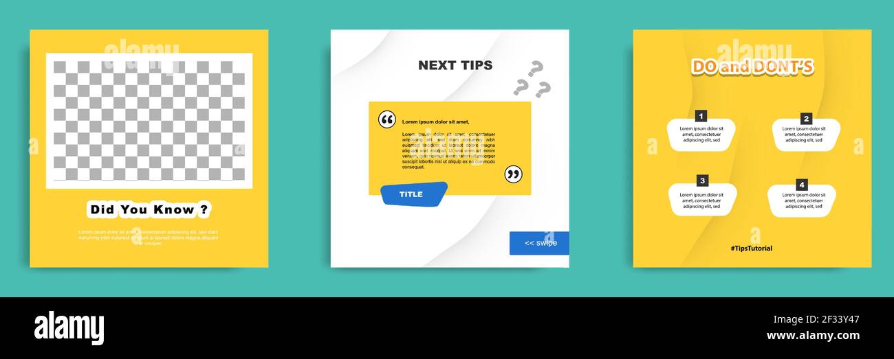 Social media tutorial, tip, trick, quick tips, layout template with geometric background design ...
