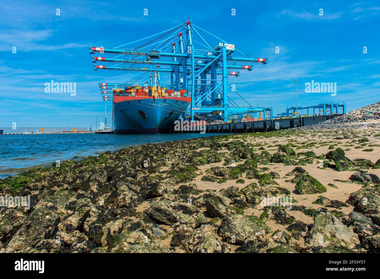 Large container ship side view hi-res stock photography and images - Alamy