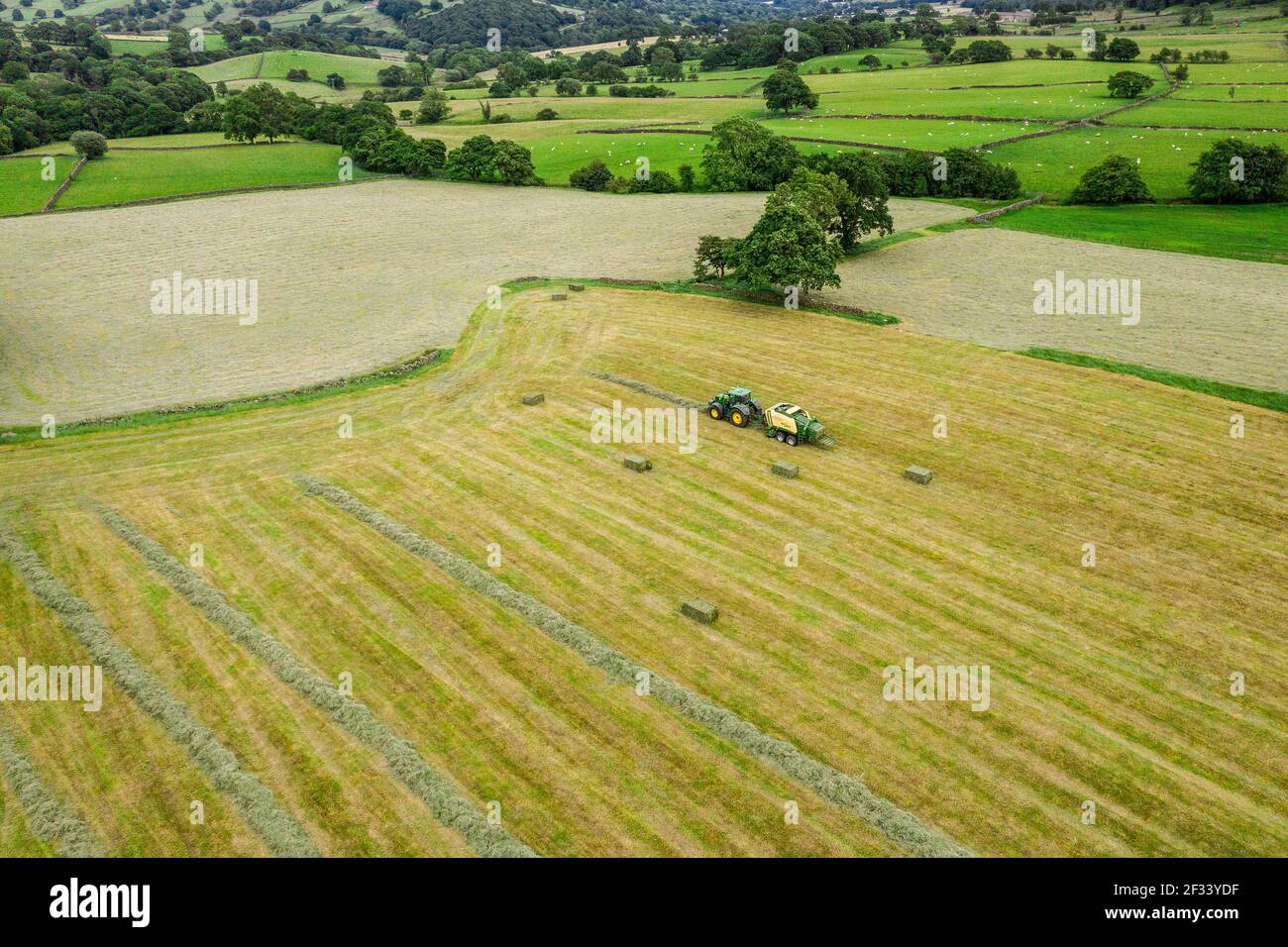 Tractor mowing and cutting the hay silage Stock Photo - Alamy