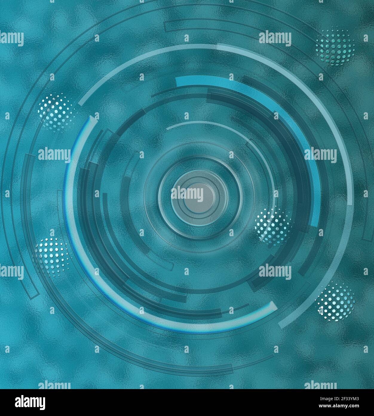 Abstract techno background. Globe, sphere shape on blue techno ...