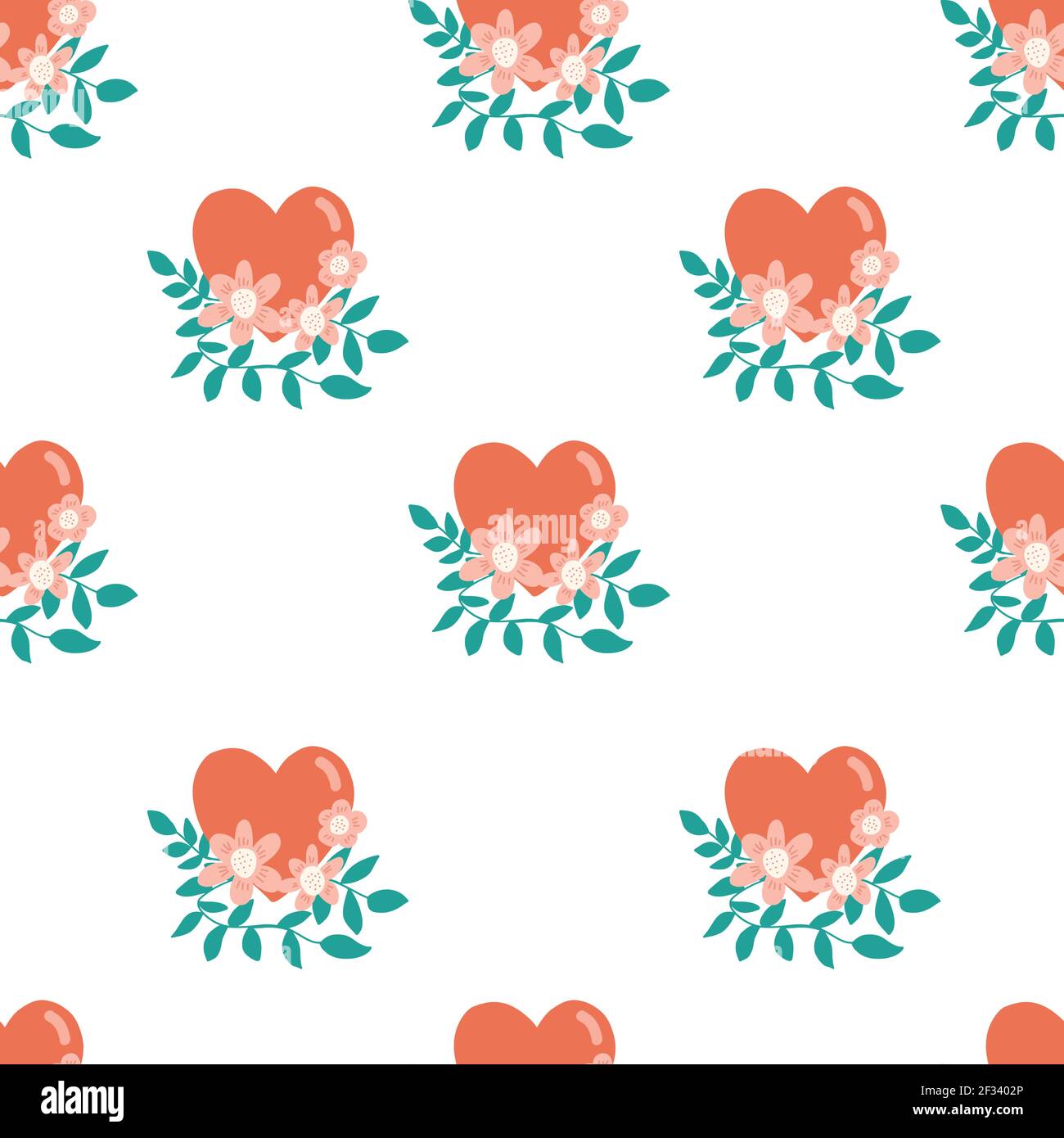 Seamless heart pattern with floral elements. Repeating vector ...