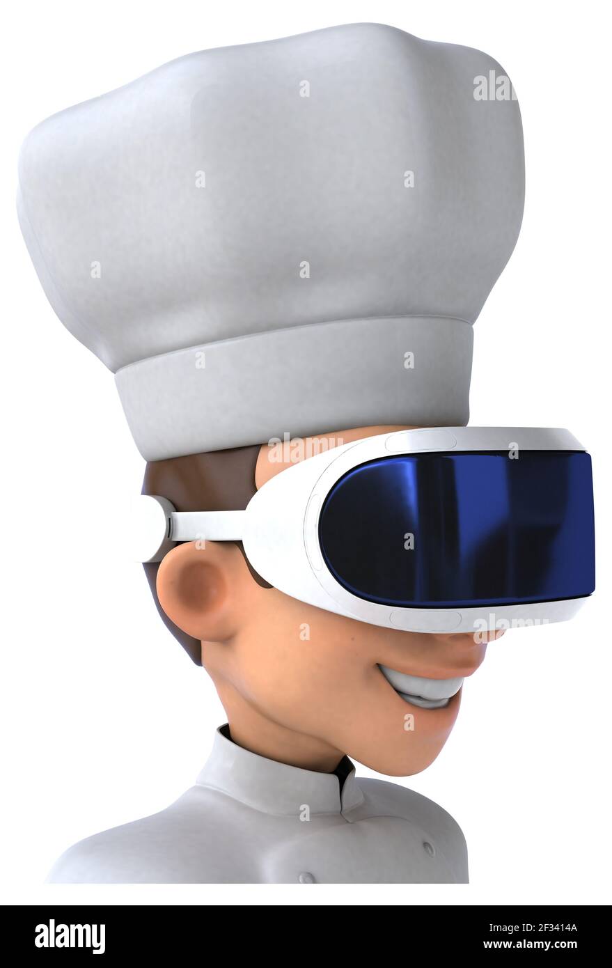 Fun 3D Illustration of a chef with a VR Helmet Stock Photo - Alamy